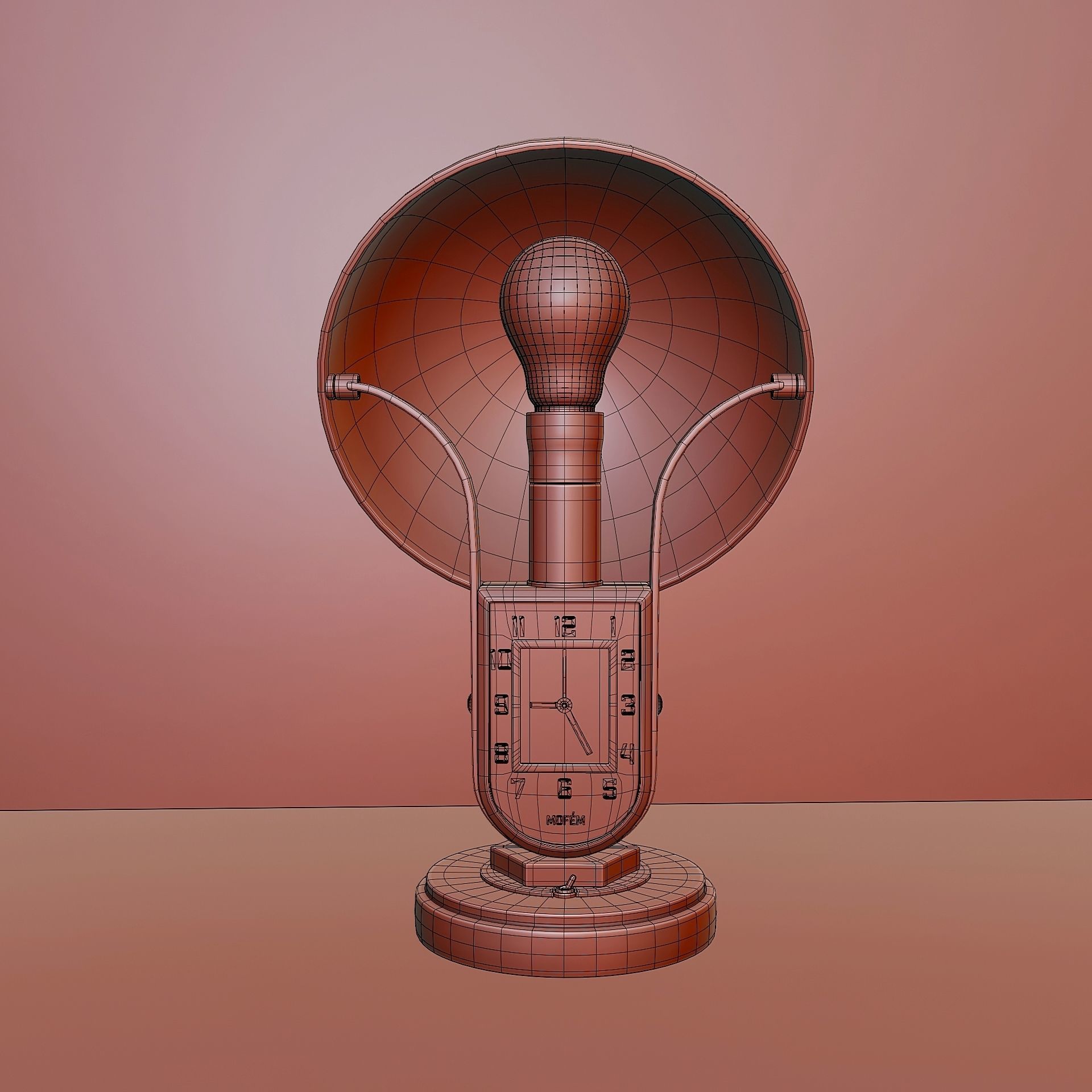 Art Deco table clock lamp 3D model | CGTrader