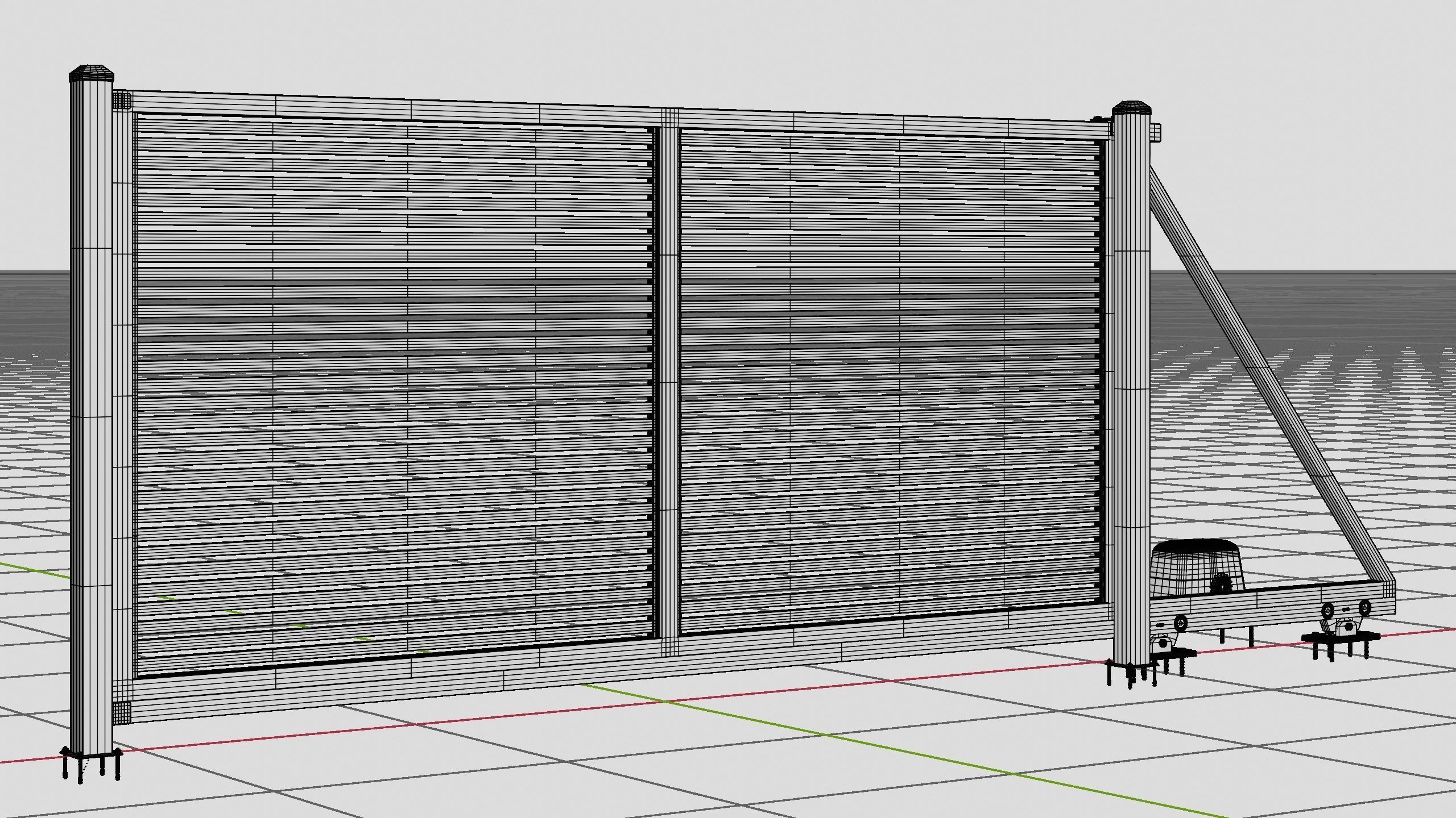Aluminum Electric Sliding Gate - Model 2 - 4cm - 3D model | CGTrader