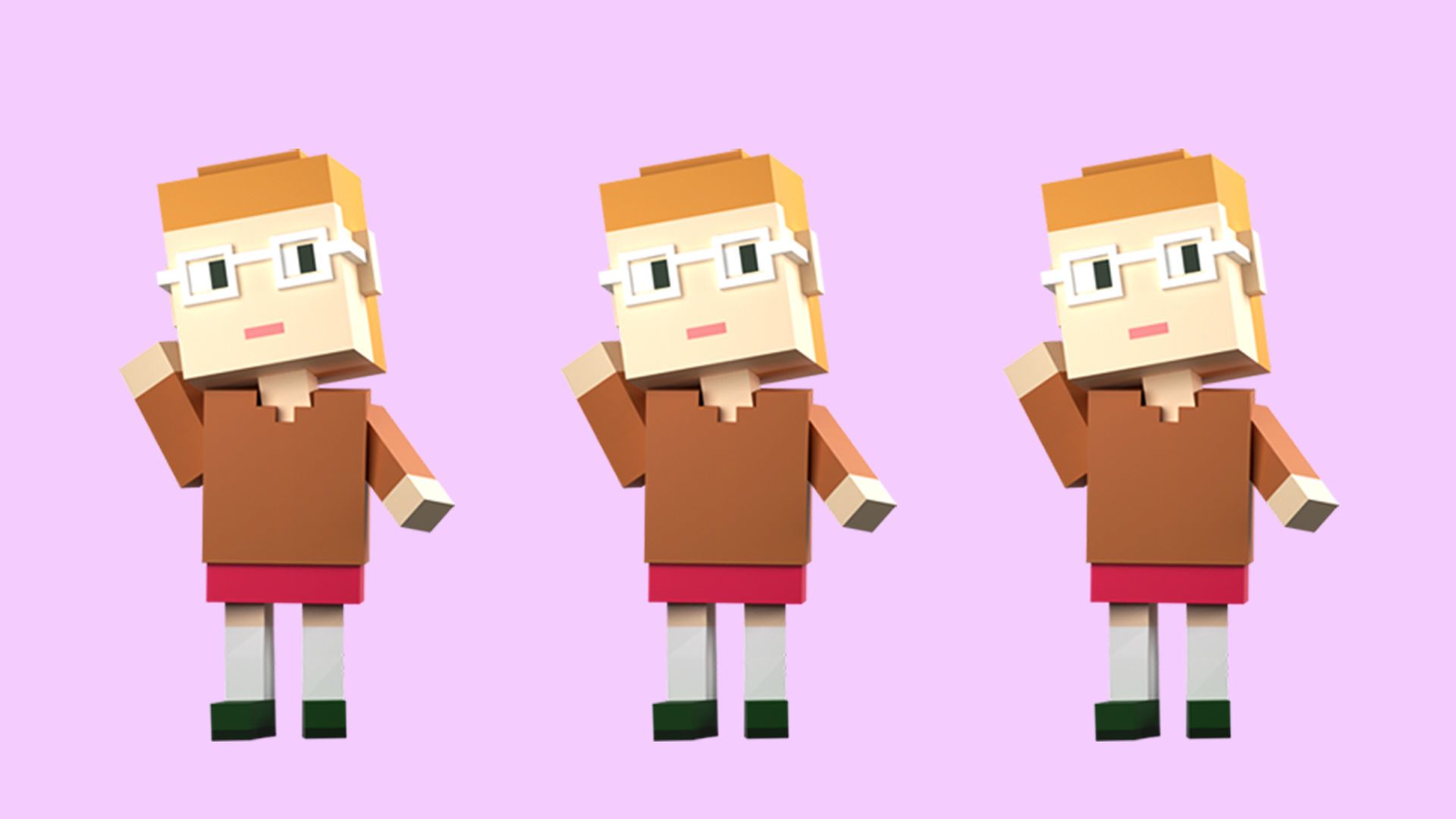 3D model Low poly characters 3 in voxel style VR / AR / low-poly | CGTrader