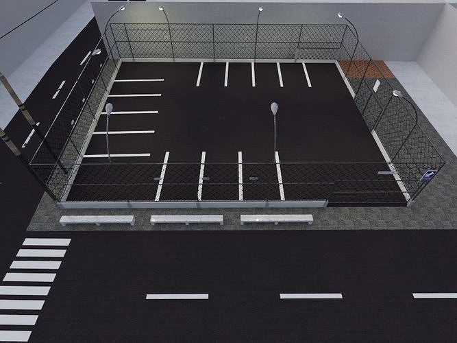 black and white parking area 3D model 3D printable | CGTrader
