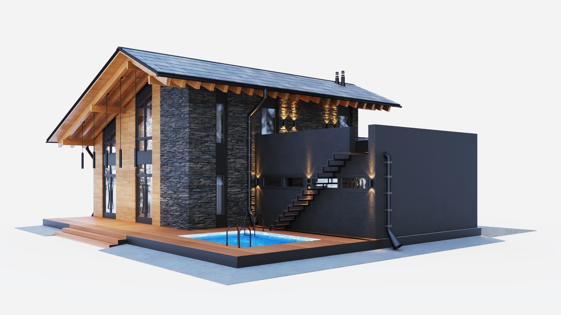 Modern swiss chalet 3D model | CGTrader