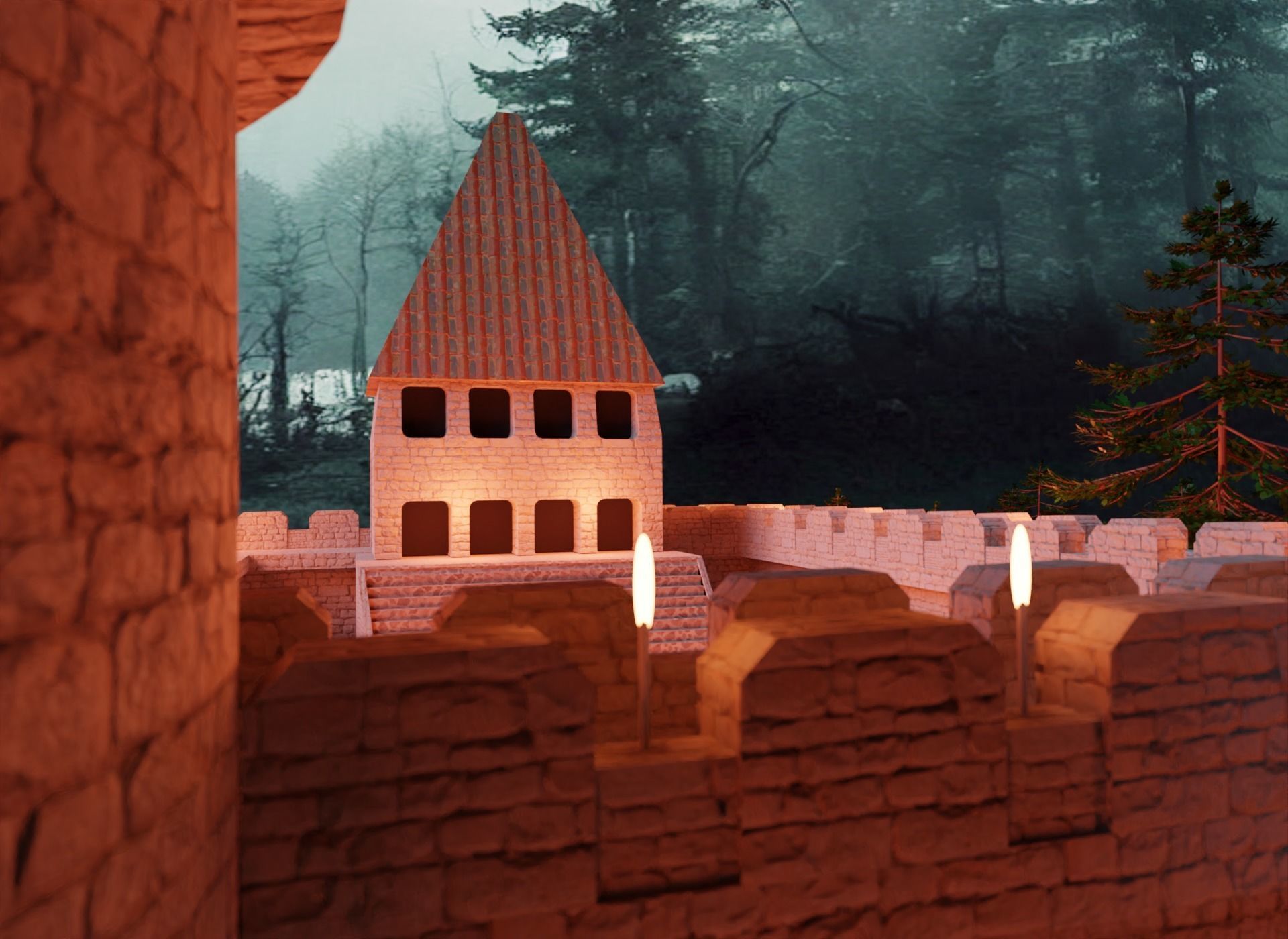 3D model 3D Low Poly Medieval Castle Scene VR / AR / low-poly | CGTrader