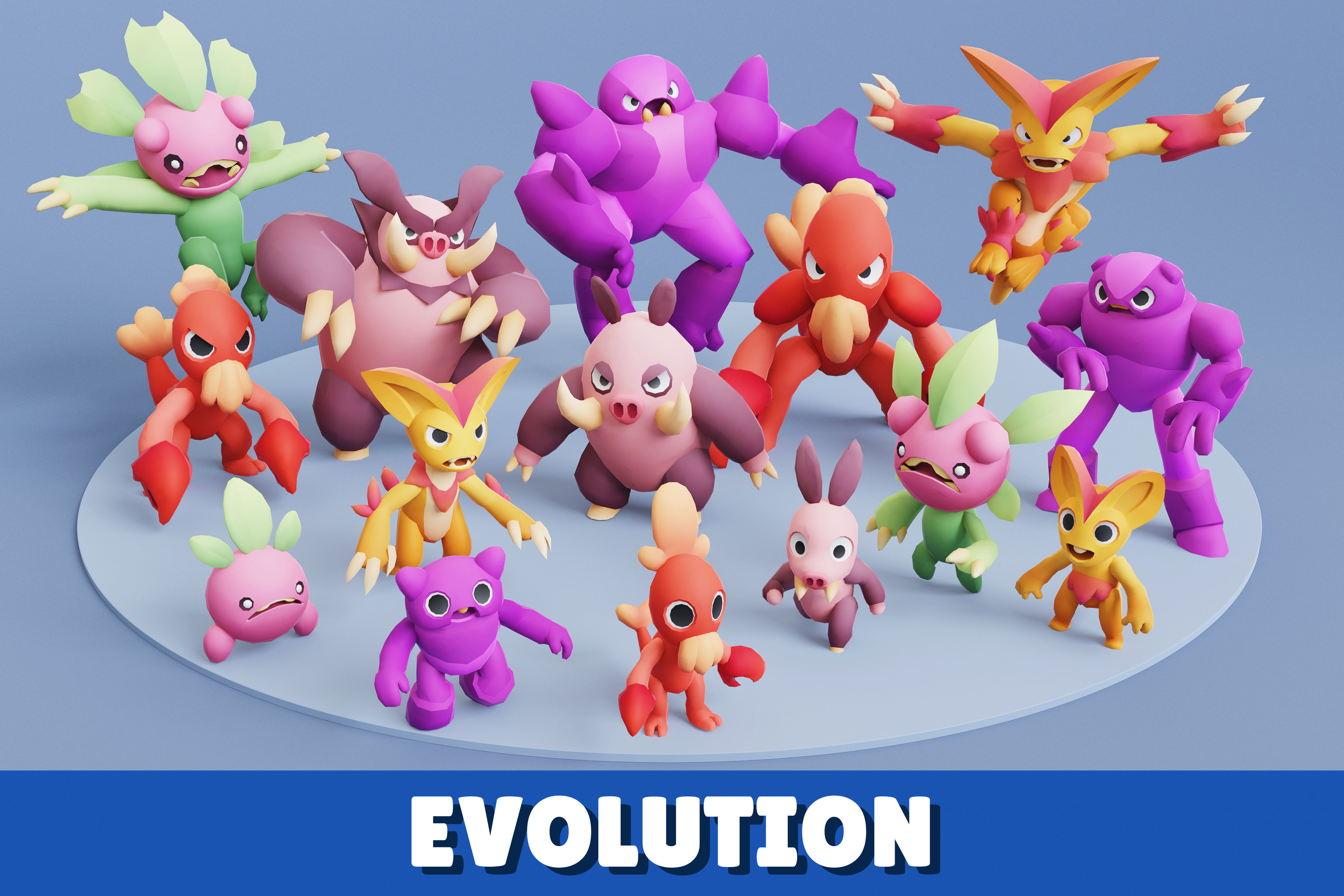 3D model Cartoon Characters - Creatures Pack 02 VR / AR / low-poly ...