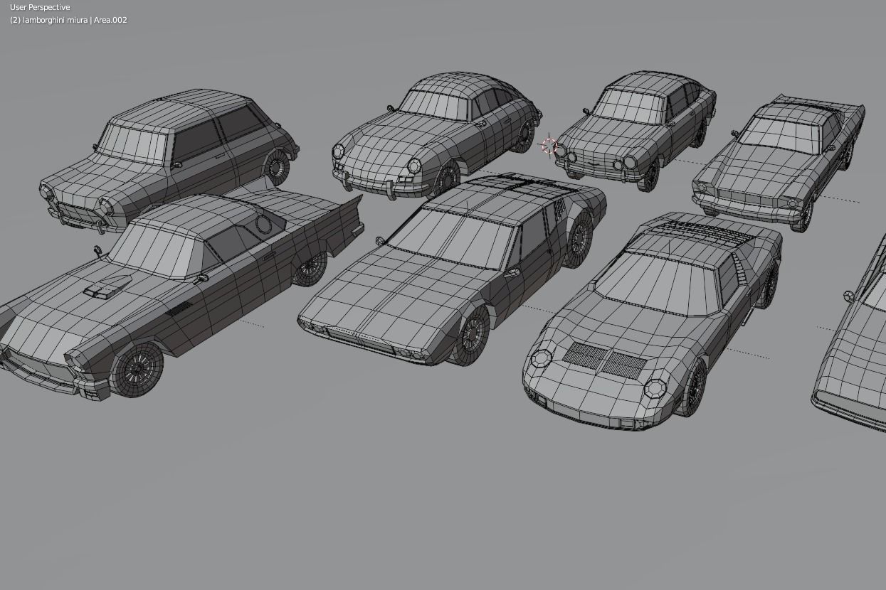 3D model Lowpoly Vintage Cars Pack 1960s VR / AR / low-poly | CGTrader