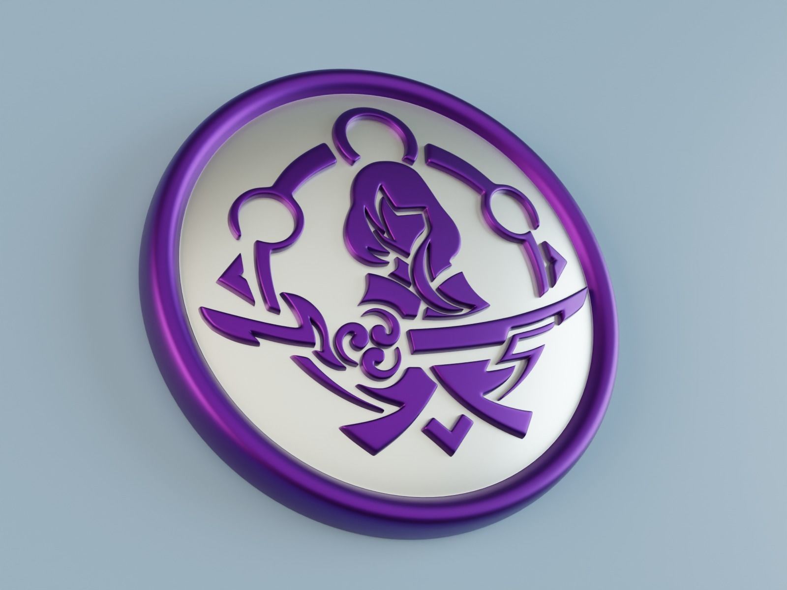 Genshin Impact Raiden Shogun Emblem pendant 3D model 3D printable ...