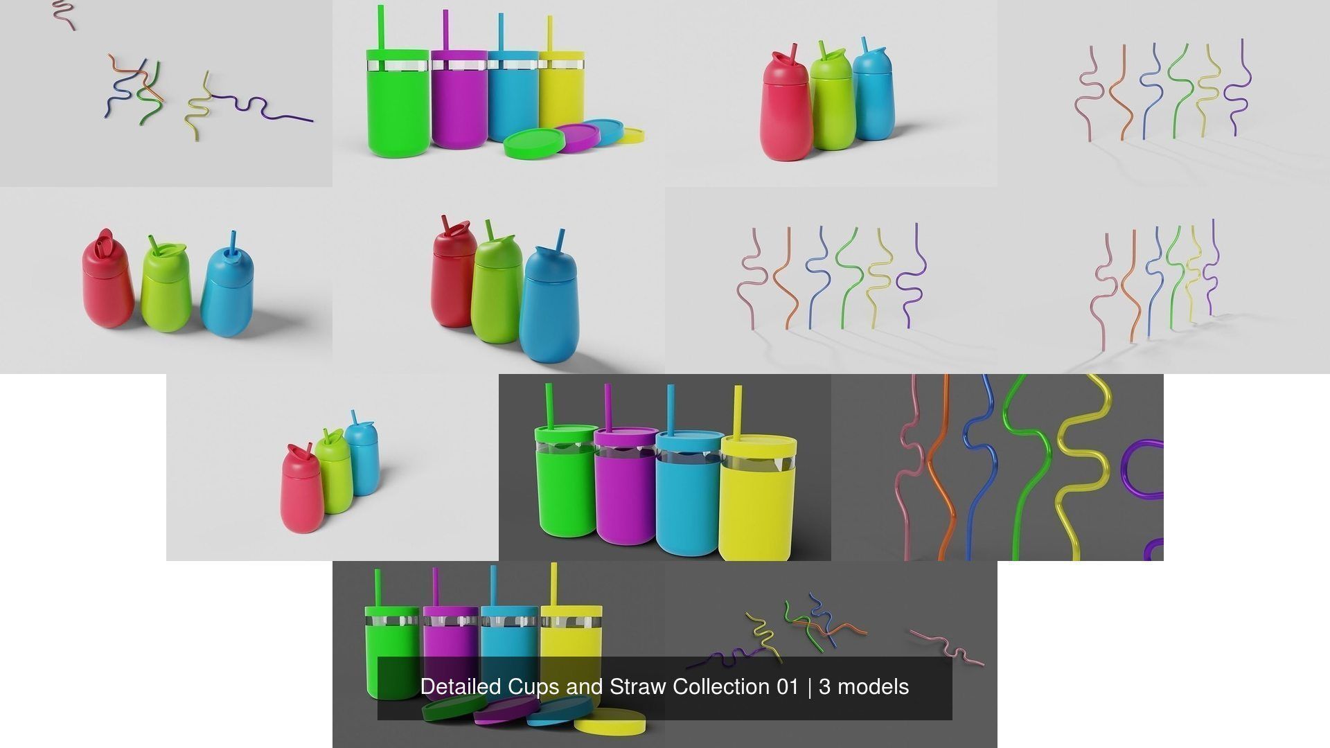 Detailed Cups and Straw Collection 01 VR / AR / low-poly | CGTrader