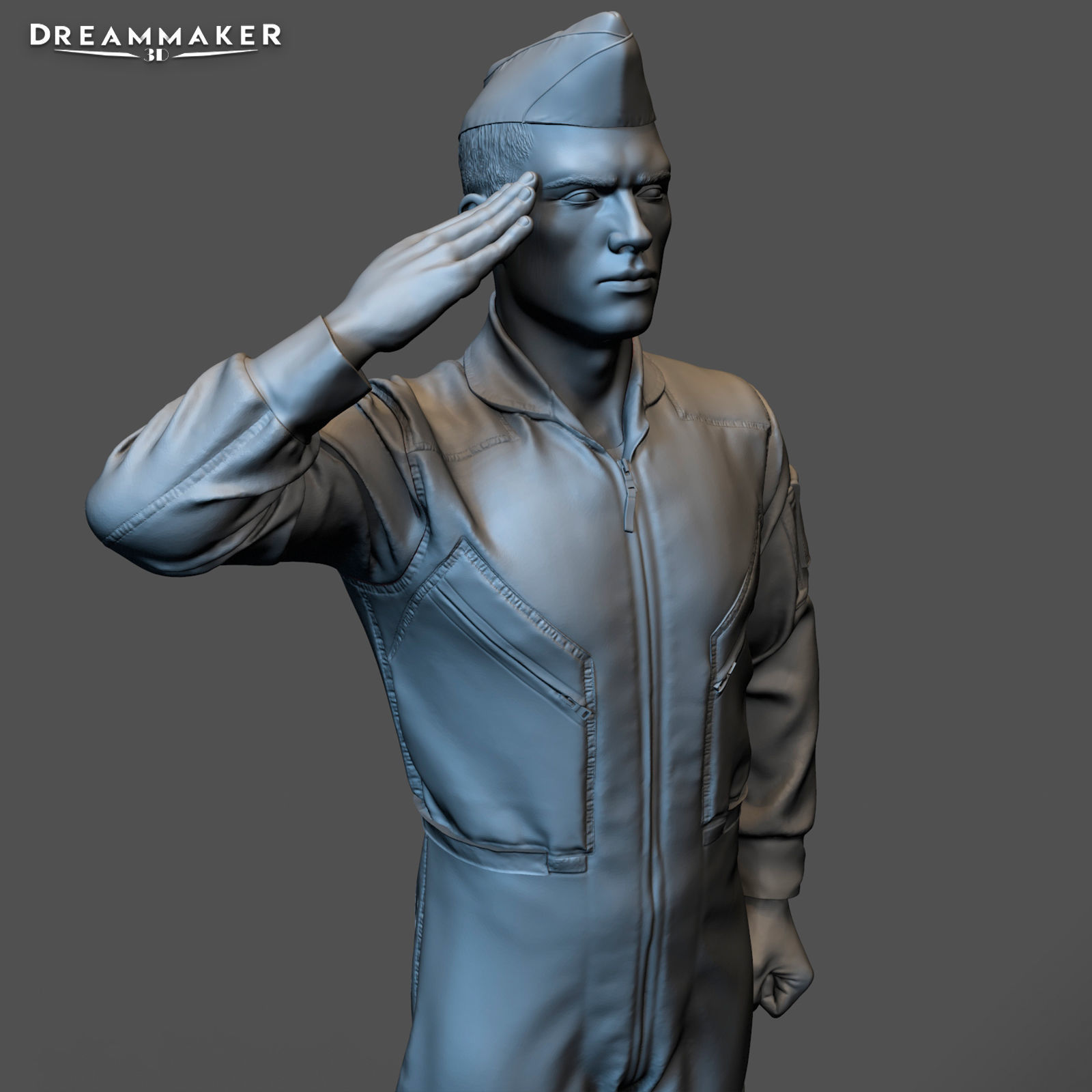 Fighter pilot saluting 3D model 3D printable | CGTrader