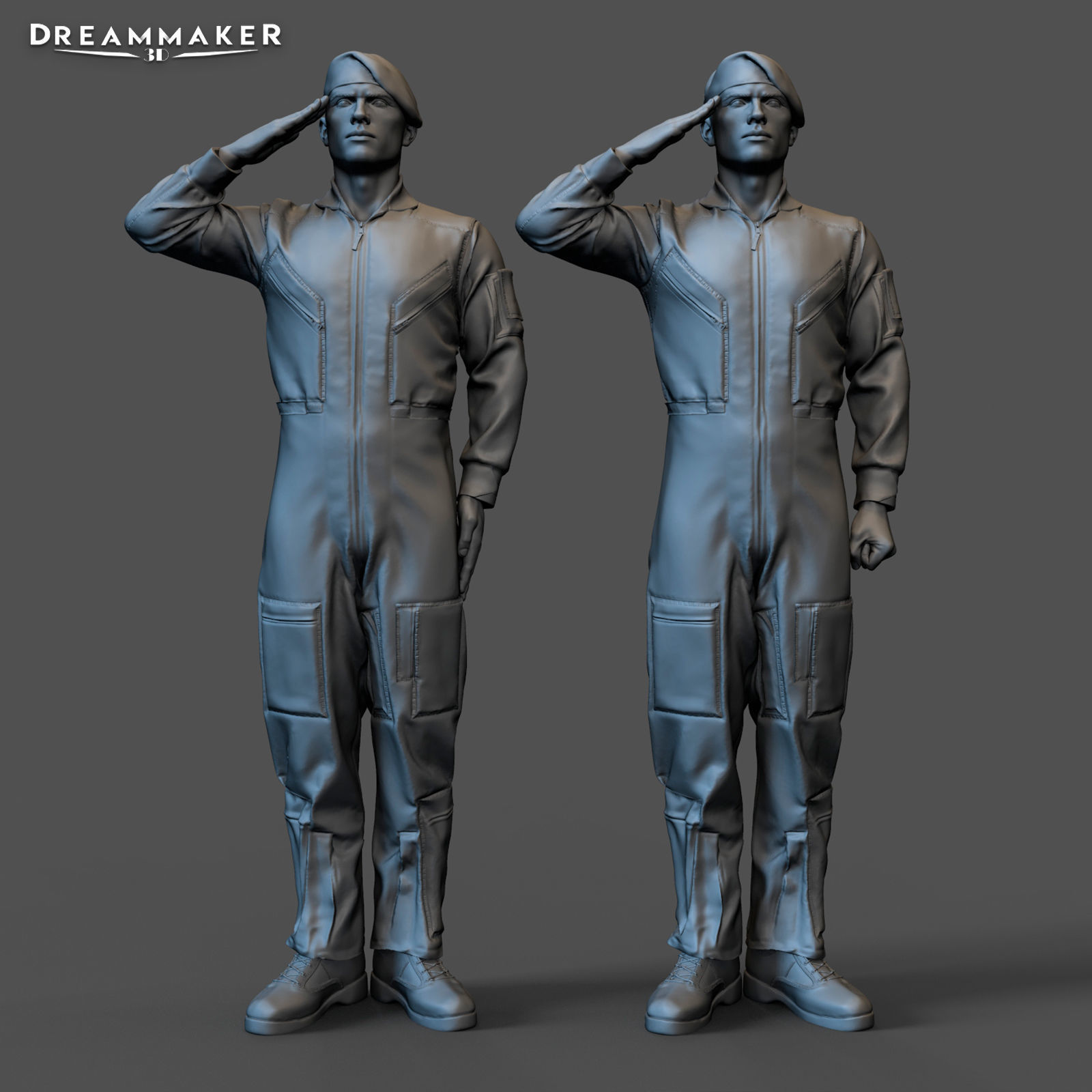 Fighter pilot saluting 3D model 3D printable | CGTrader
