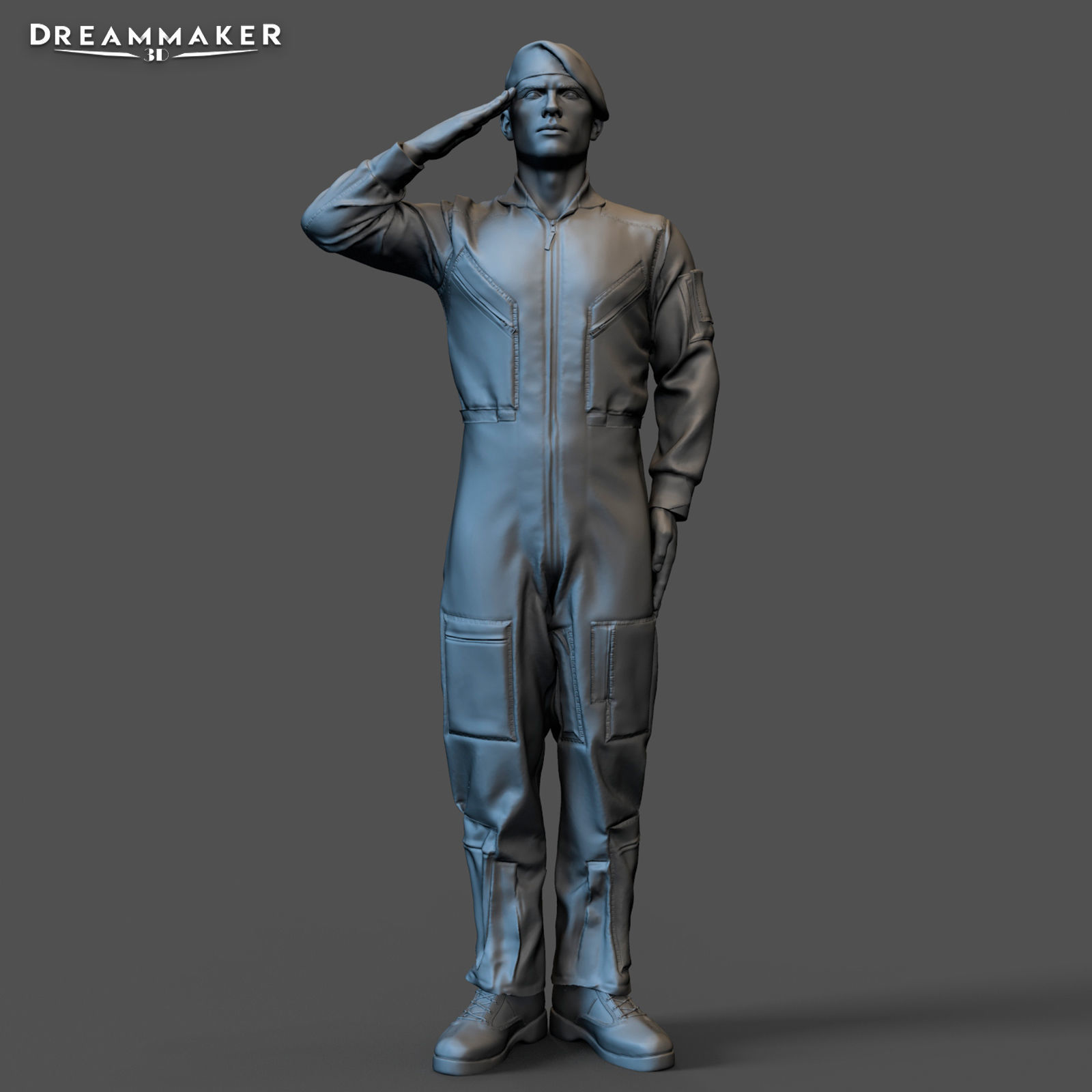 Fighter pilot saluting 3D model 3D printable | CGTrader