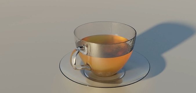 cup with tea and plate of glass free 3D model | CGTrader