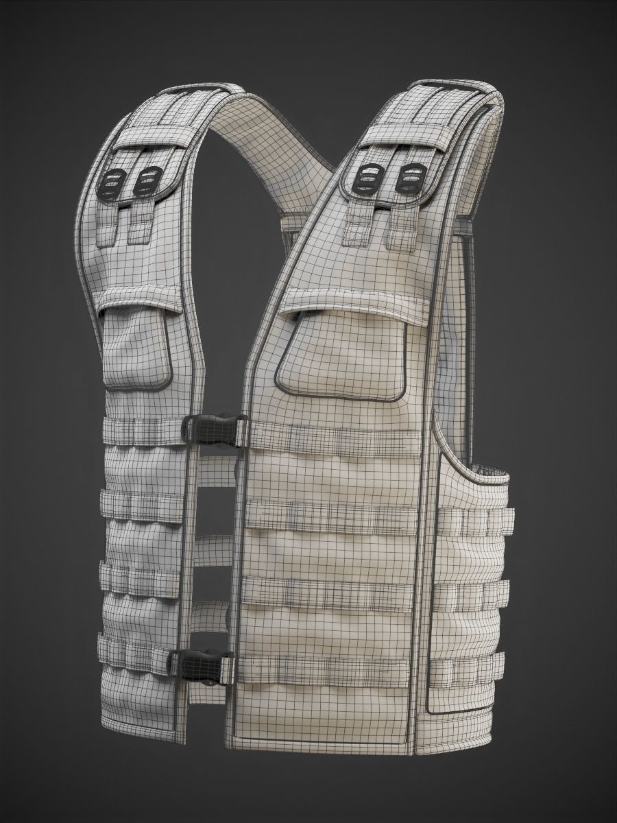 3D model Military Props Vol 04 FLC Vest and Pouches VR / AR / low-poly ...