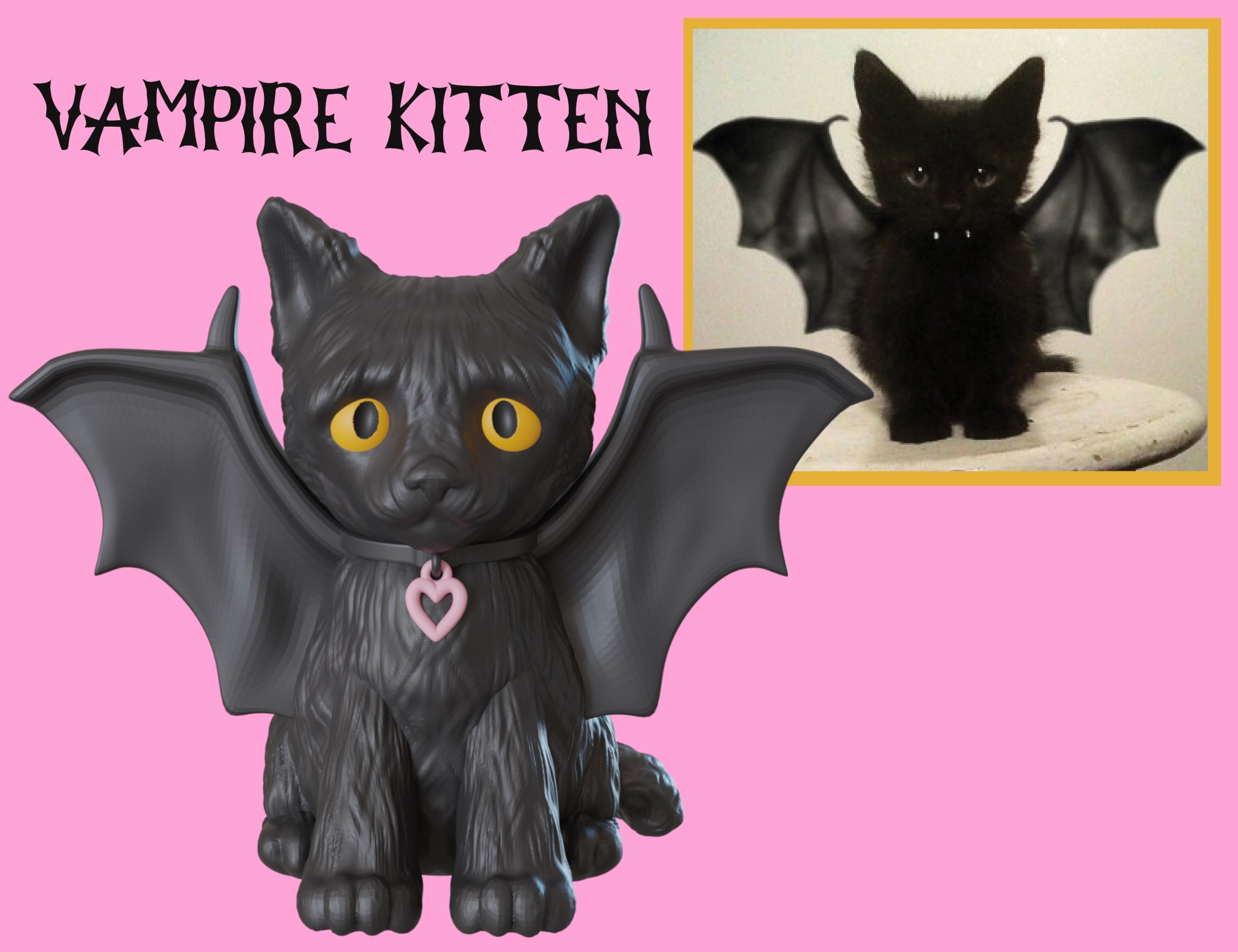 Halloween Vampire kitten 3D model 3D printable | CGTrader