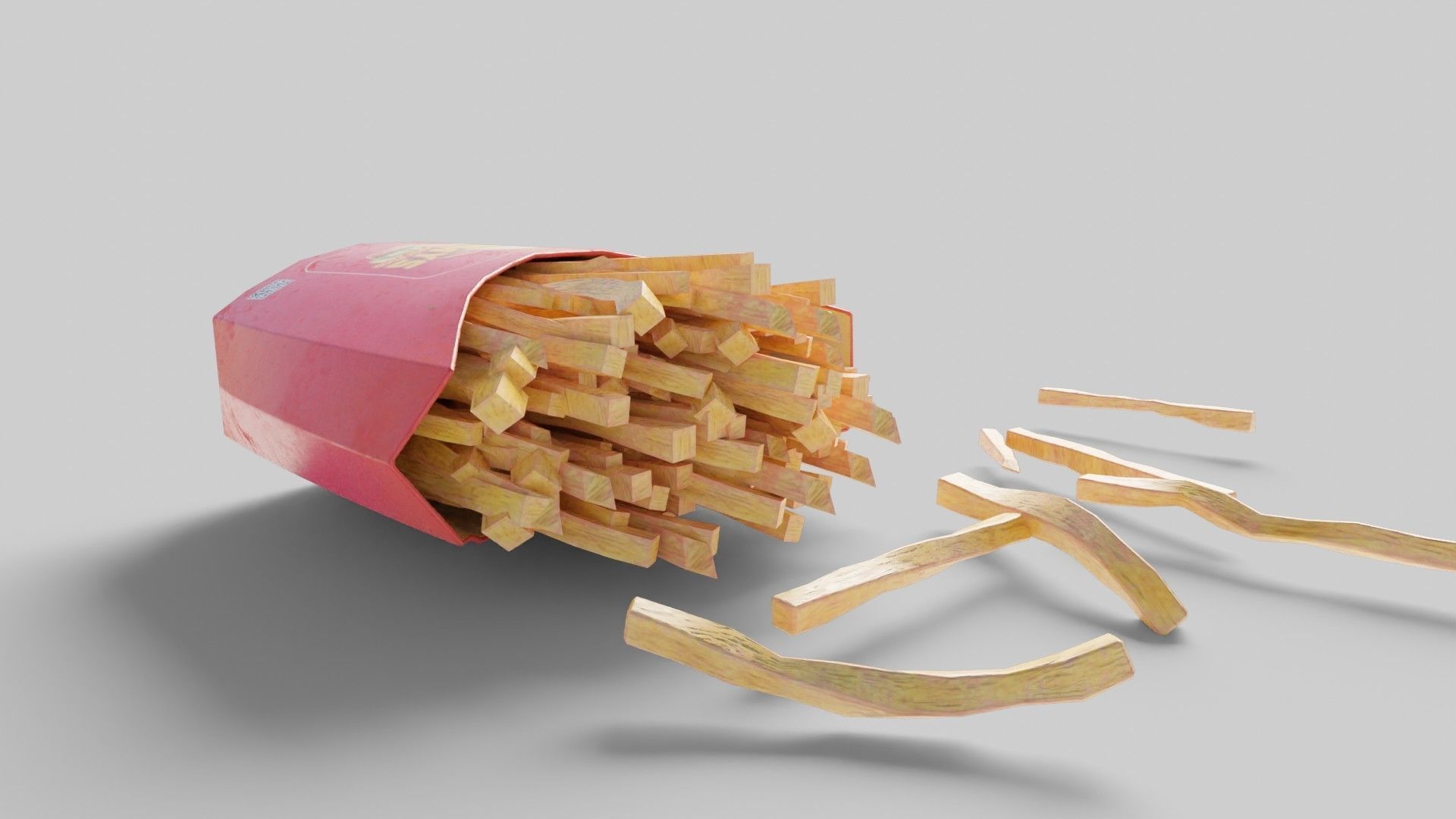 3D model fast food french fries with pbr textures VR / AR / low-poly ...