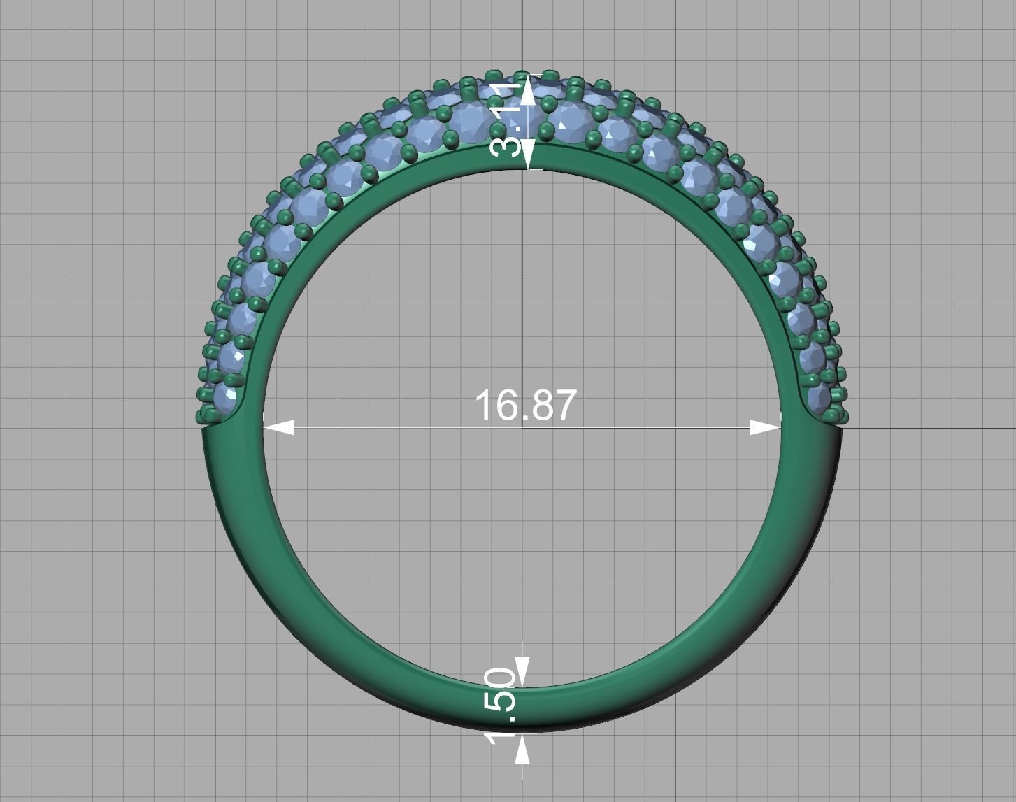 Dome Shaped Diamond Pave Ring 6mm wide 3dmodel 3D model 3D printable | CGTrader