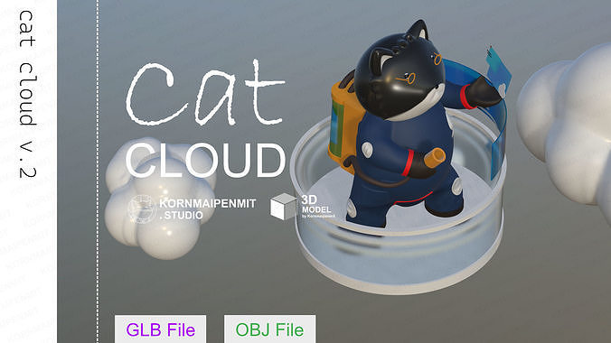 Cat cloud 3D model | CGTrader