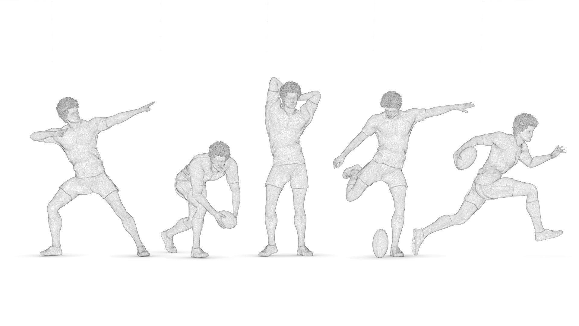 Rugby Poses 02 3D model 3D printable | CGTrader