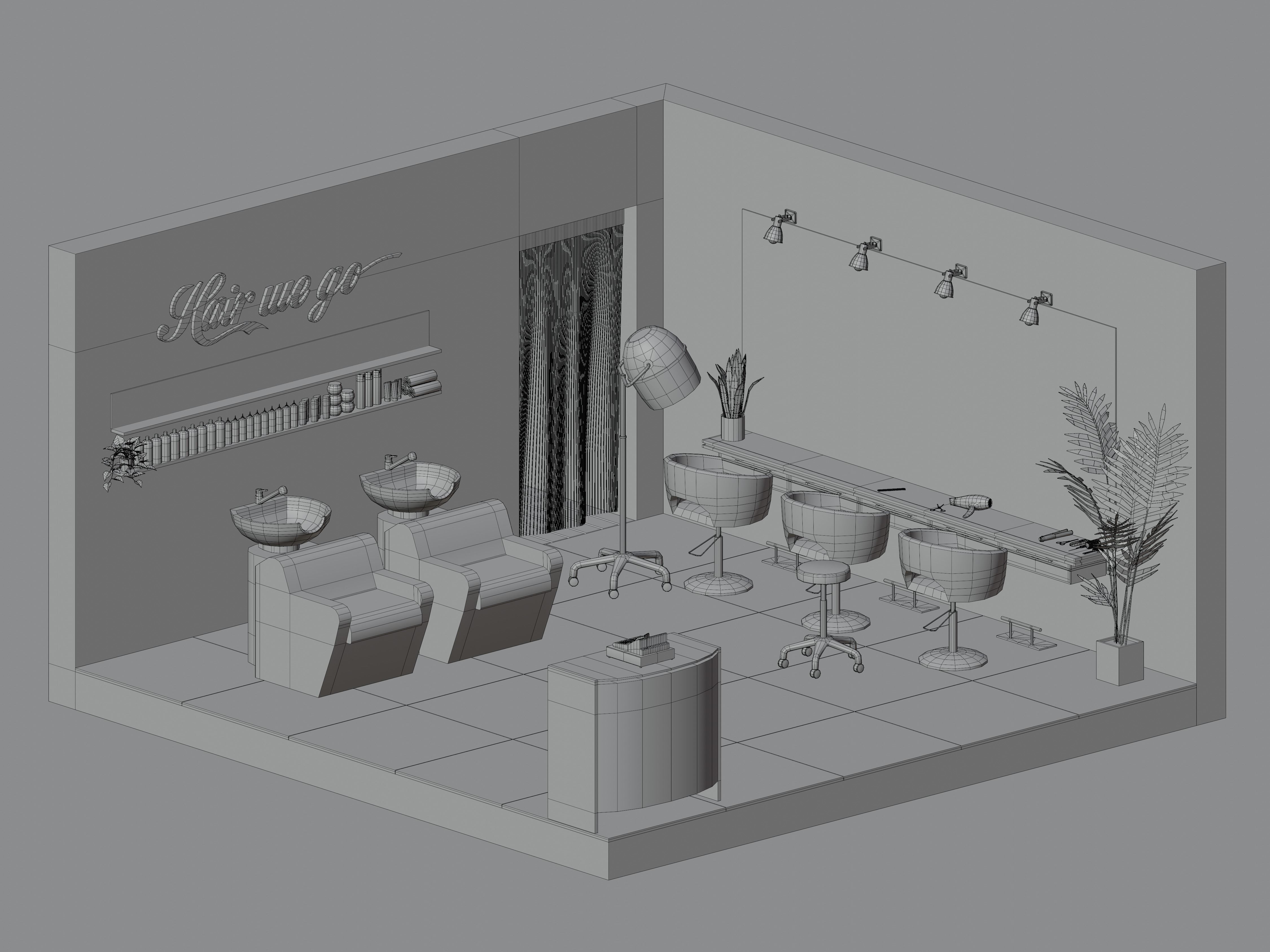 3D model Hair salon VR / AR / low-poly | CGTrader