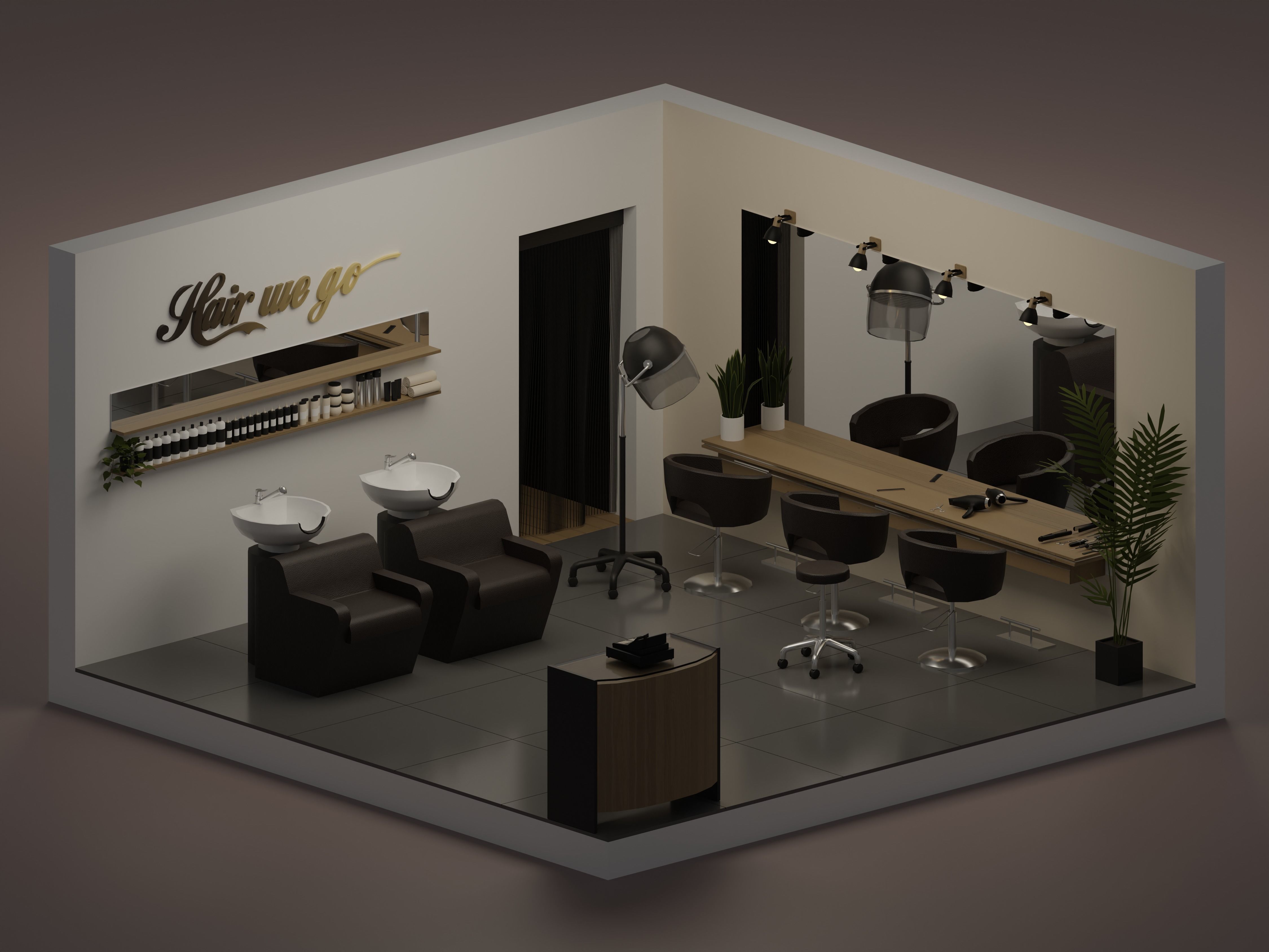 3D model Hair salon VR / AR / low-poly | CGTrader