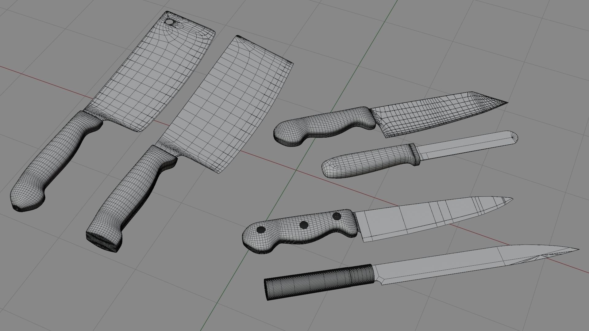 Six Kitchen Knives 3D model | CGTrader