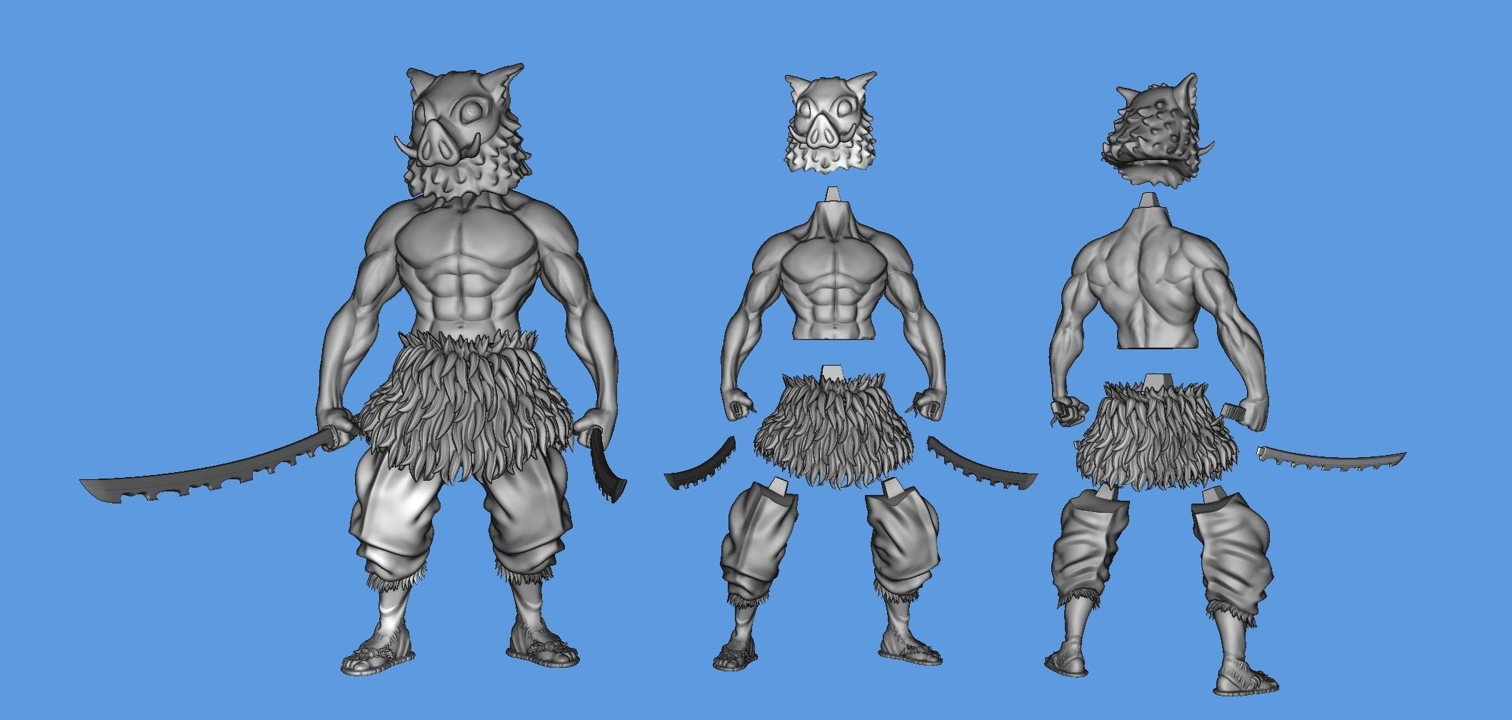 Inosuke Hashibira Demon Slayer 3D model 3D printable | CGTrader