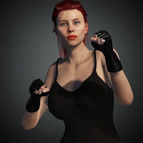 3D model 3D Bad Fighter Girl Realistic Model For Games and Animation VR / AR / low-poly | CGTrader