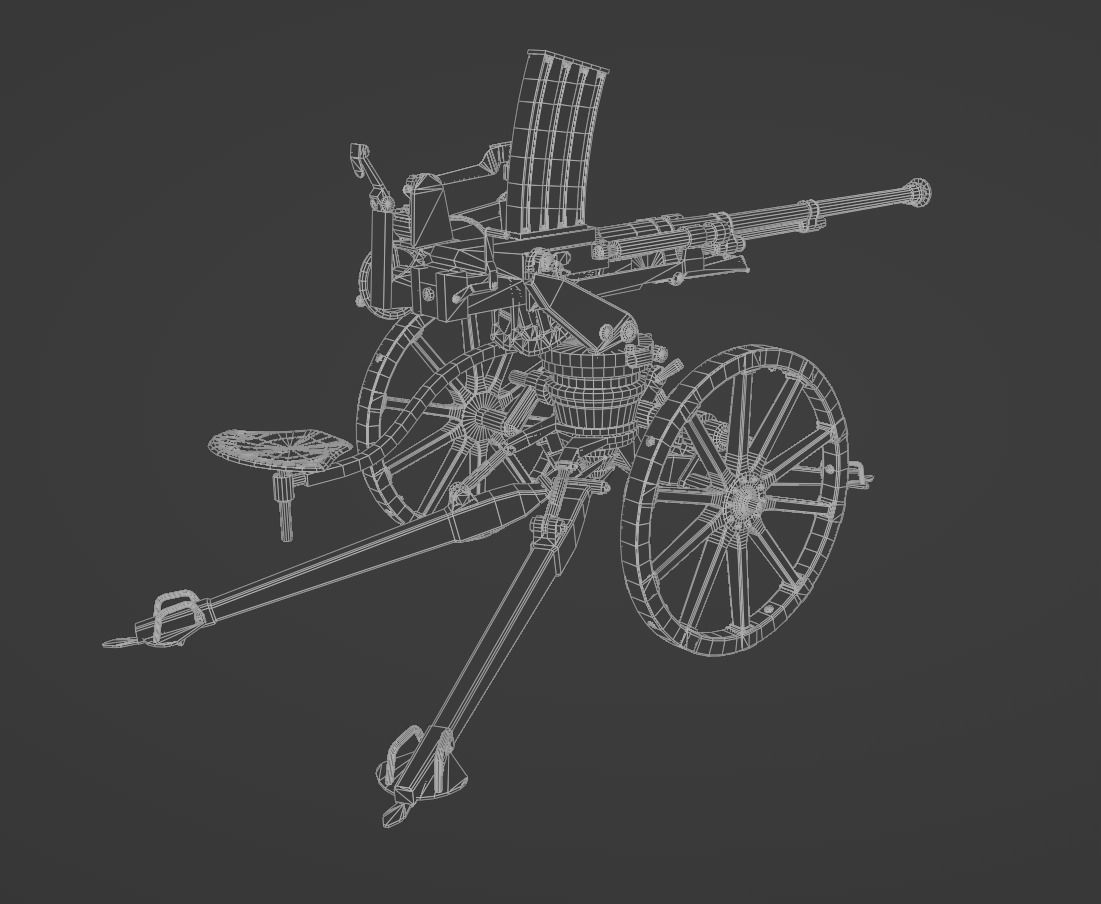 3D model Type 98 20 mm anti-aircraft machine cannon VR / AR / low-poly ...
