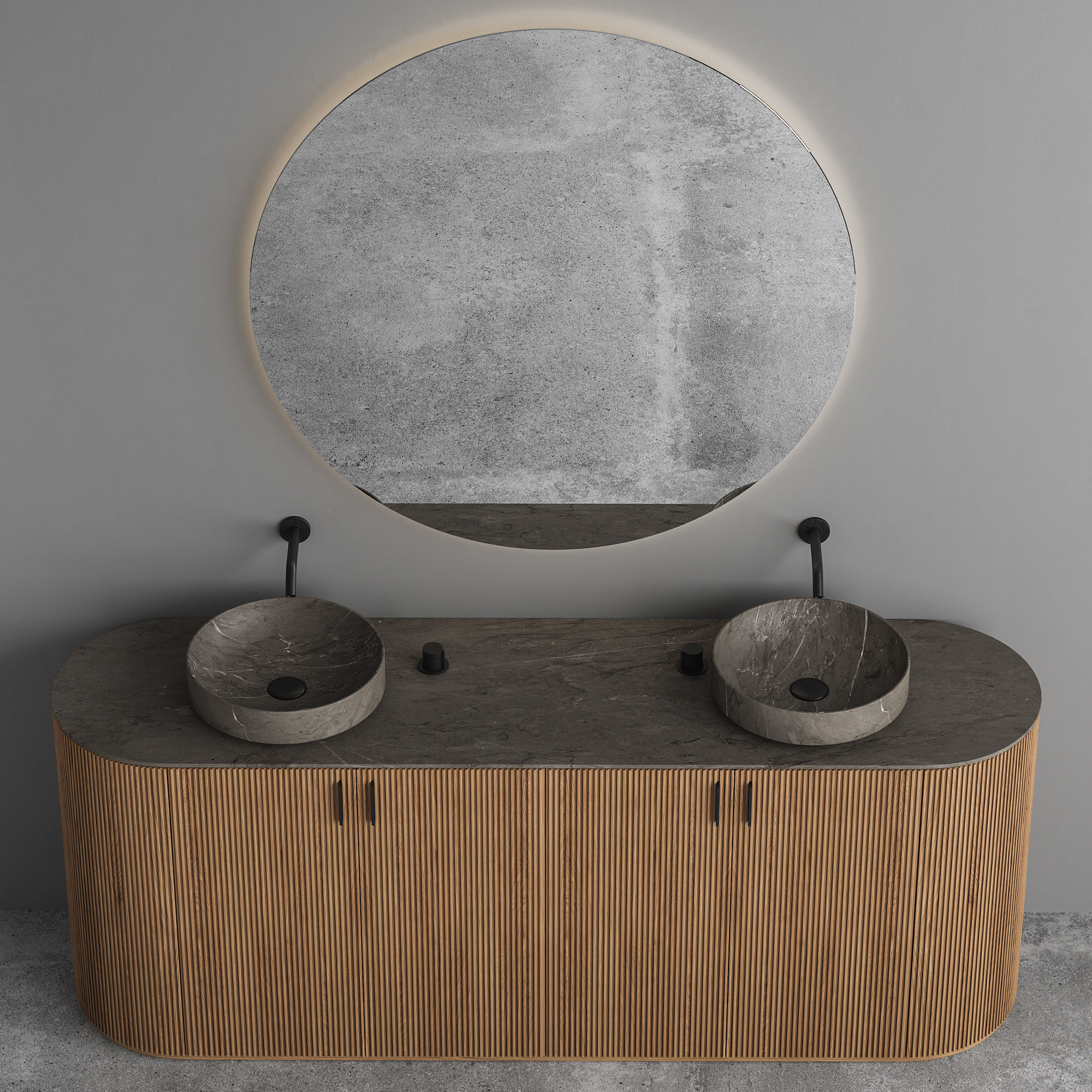Inbani Grate Round Furniture Unit Set 1 3D model | CGTrader