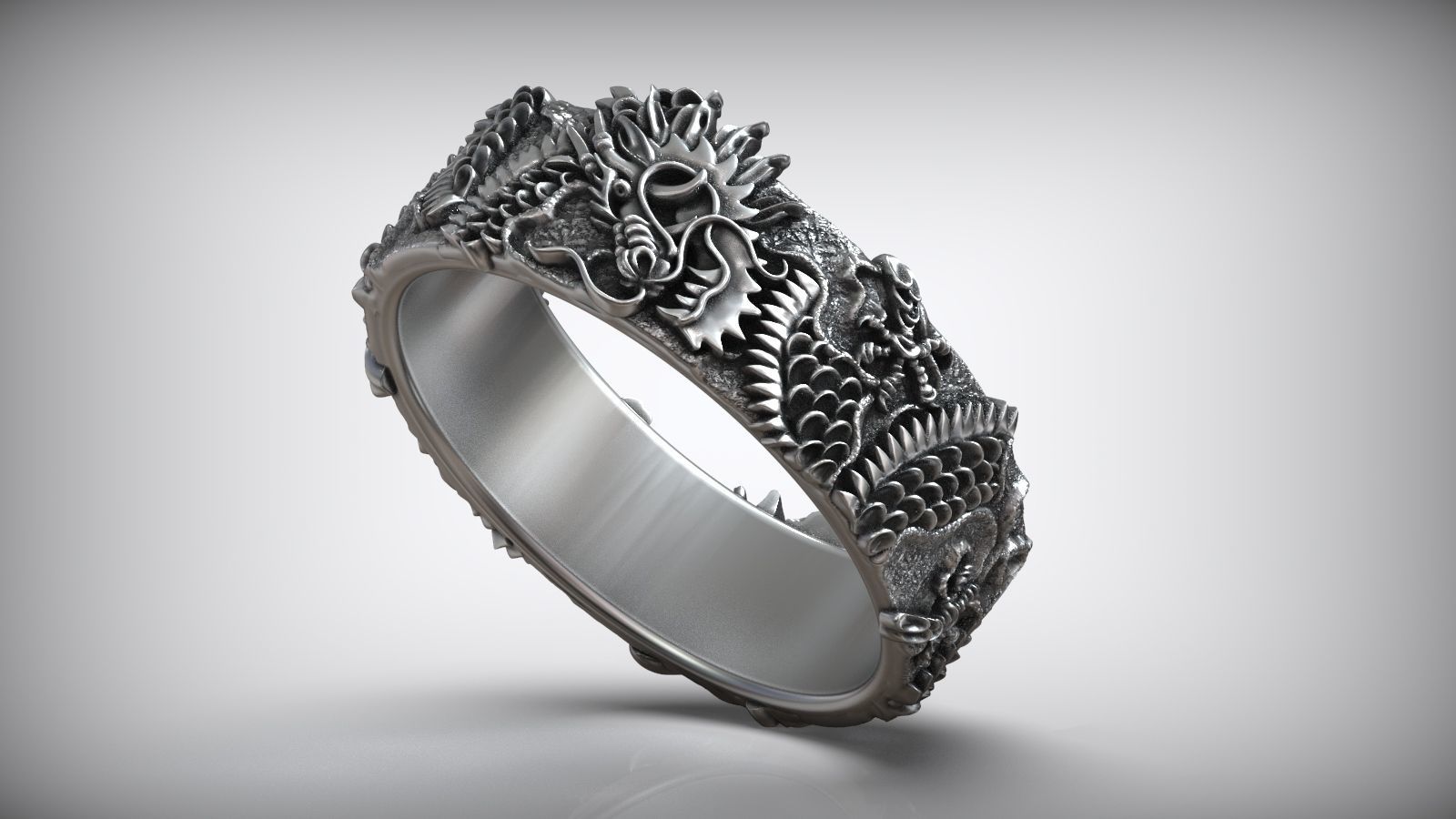 Chinese Dragon Tattoo Style Pattern Wedding Band 3D model 3D printable ...