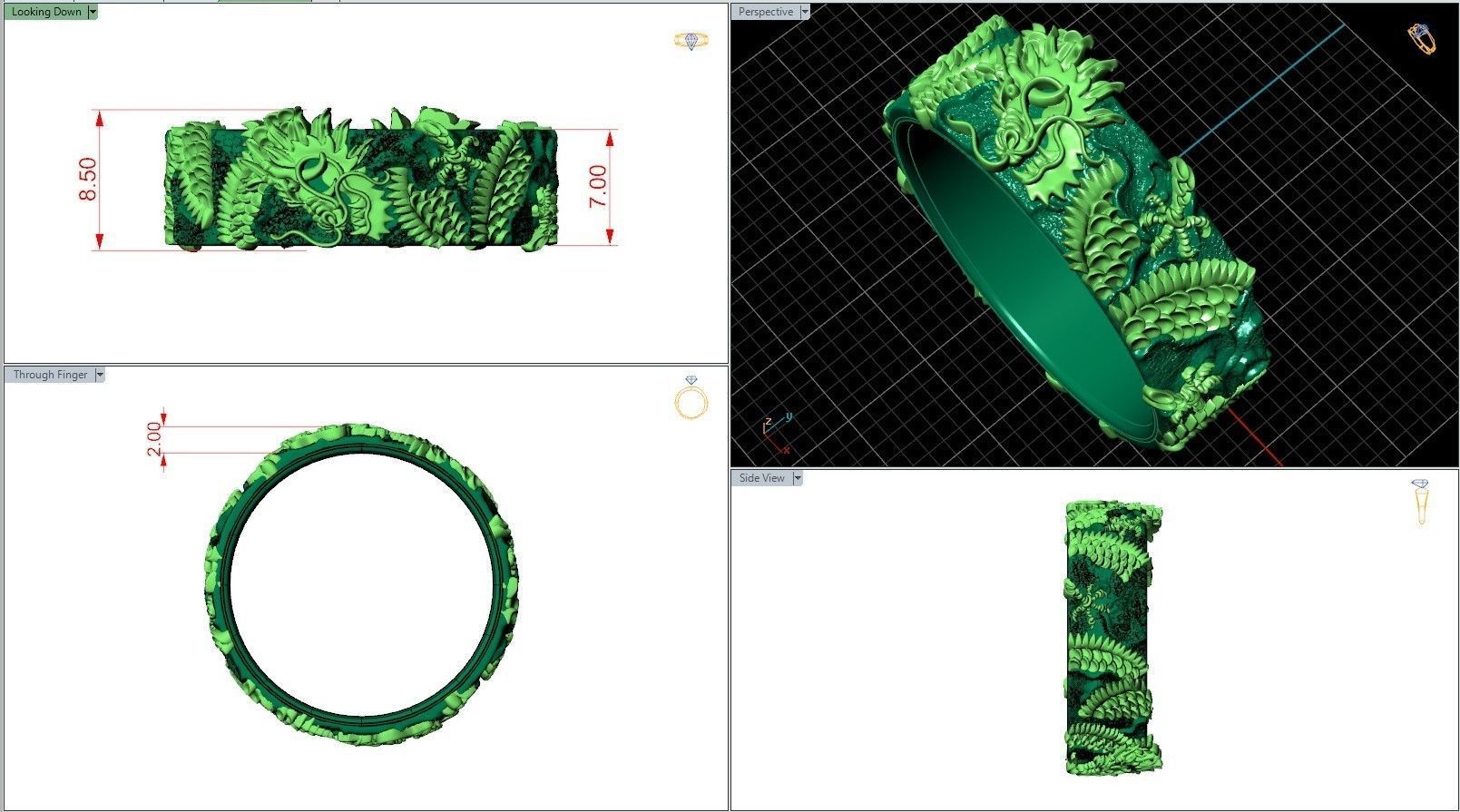 Chinese Dragon Tattoo Style Pattern Wedding Band 3D model 3D printable ...