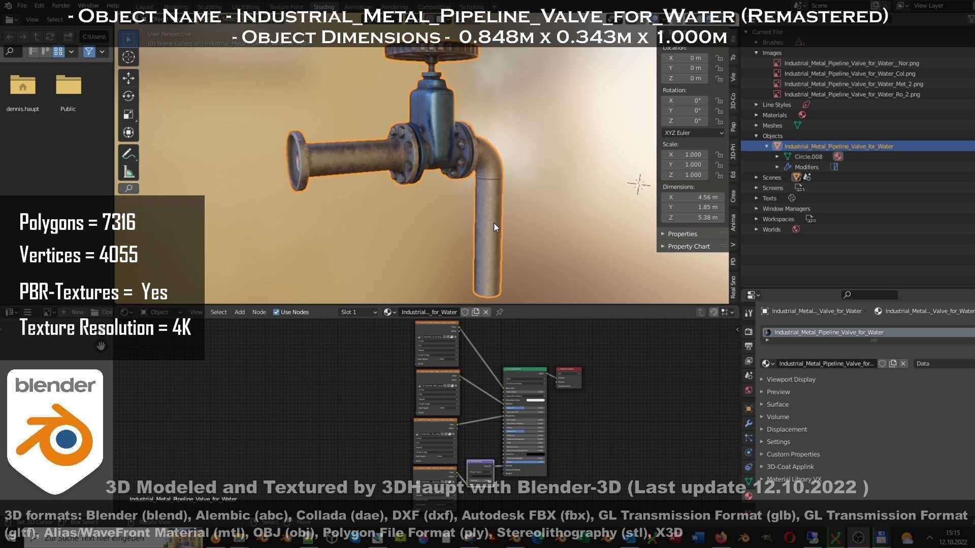 3D model Industrial Metal Pipeline Valve for Water Remastered VR / AR / low-poly | CGTrader