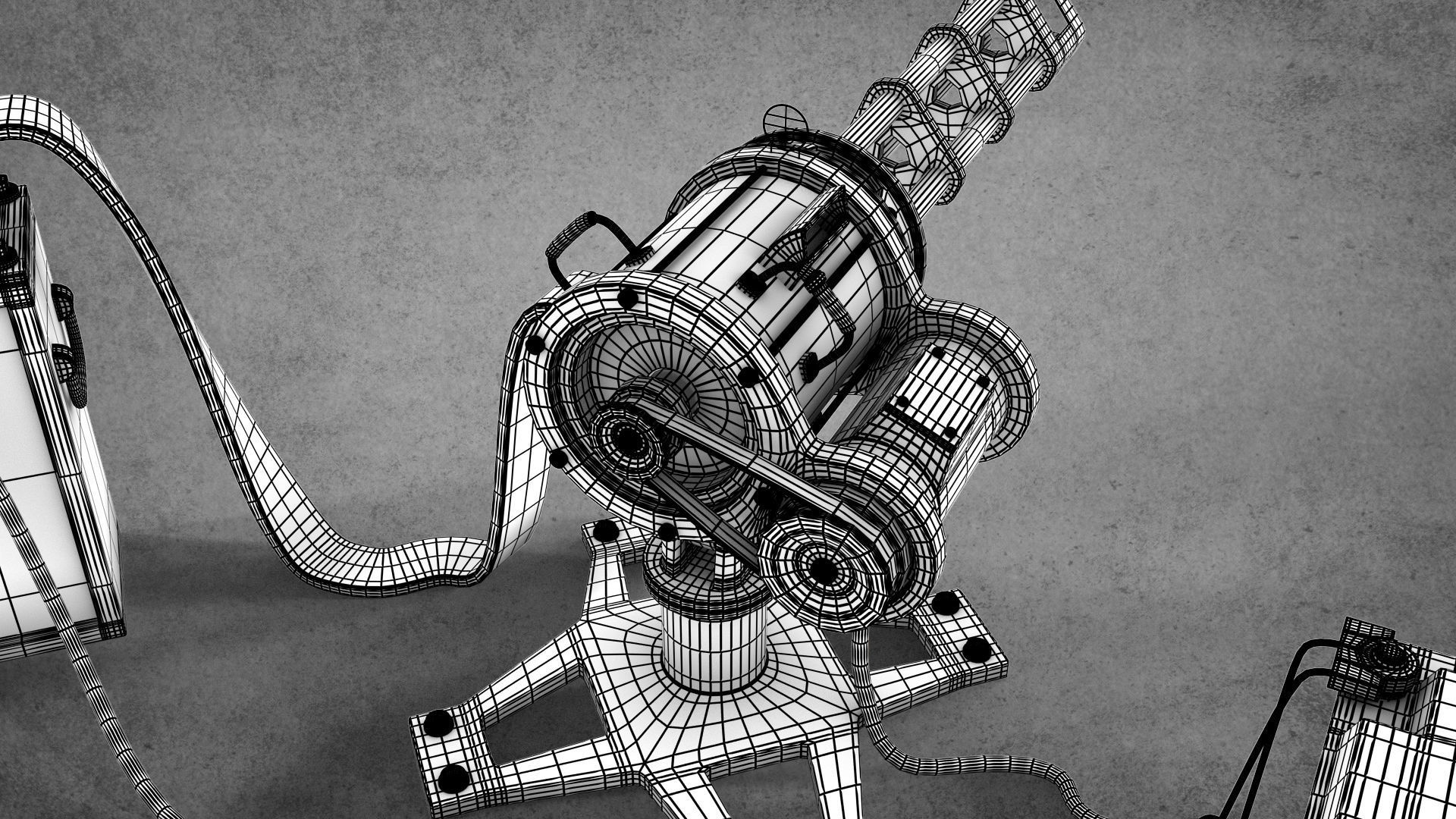 3D model Minigun machine with battery VR / AR / low-poly | CGTrader