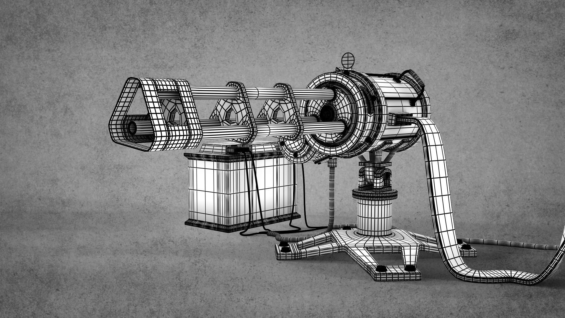 3D model Minigun machine with battery VR / AR / low-poly | CGTrader
