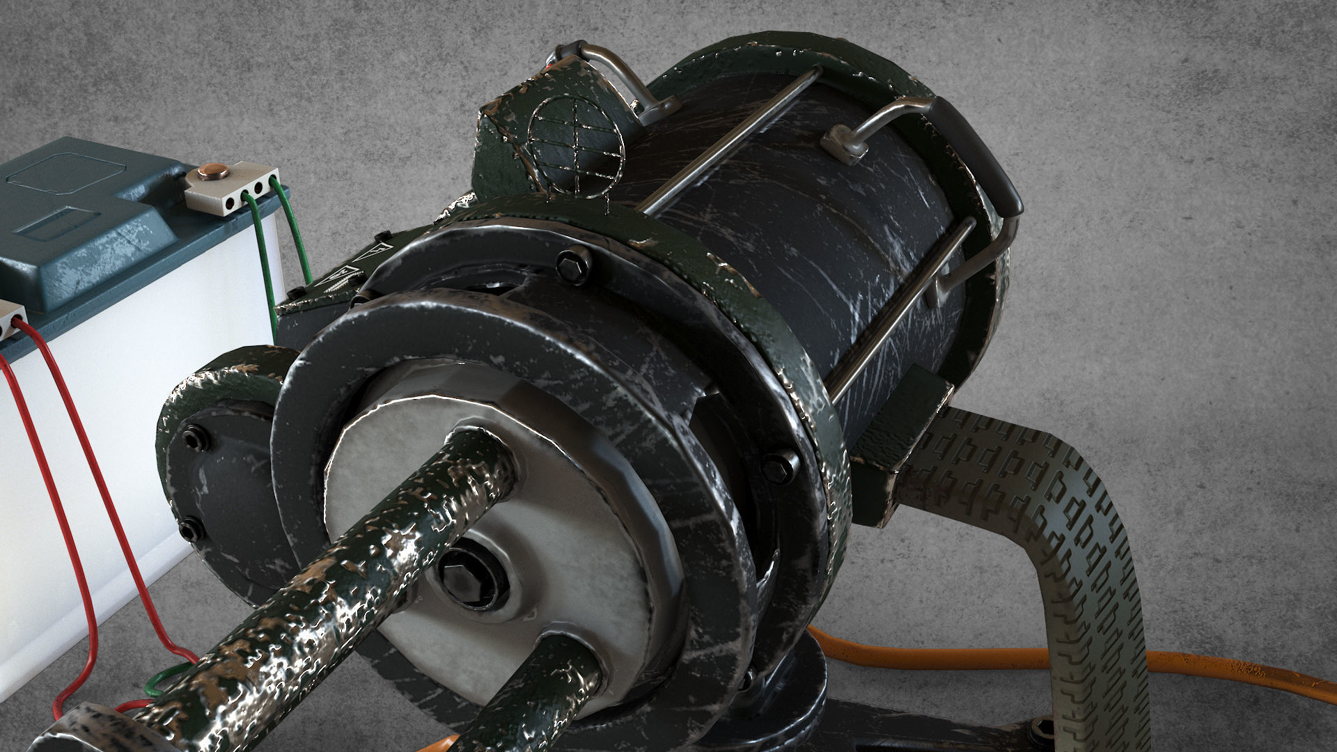 3D model Minigun machine with battery VR / AR / low-poly | CGTrader