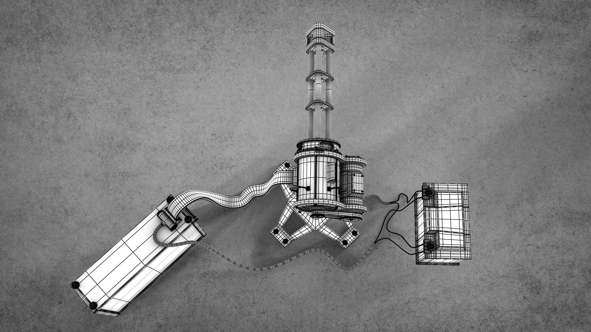 3D model Minigun machine with battery VR / AR / low-poly | CGTrader