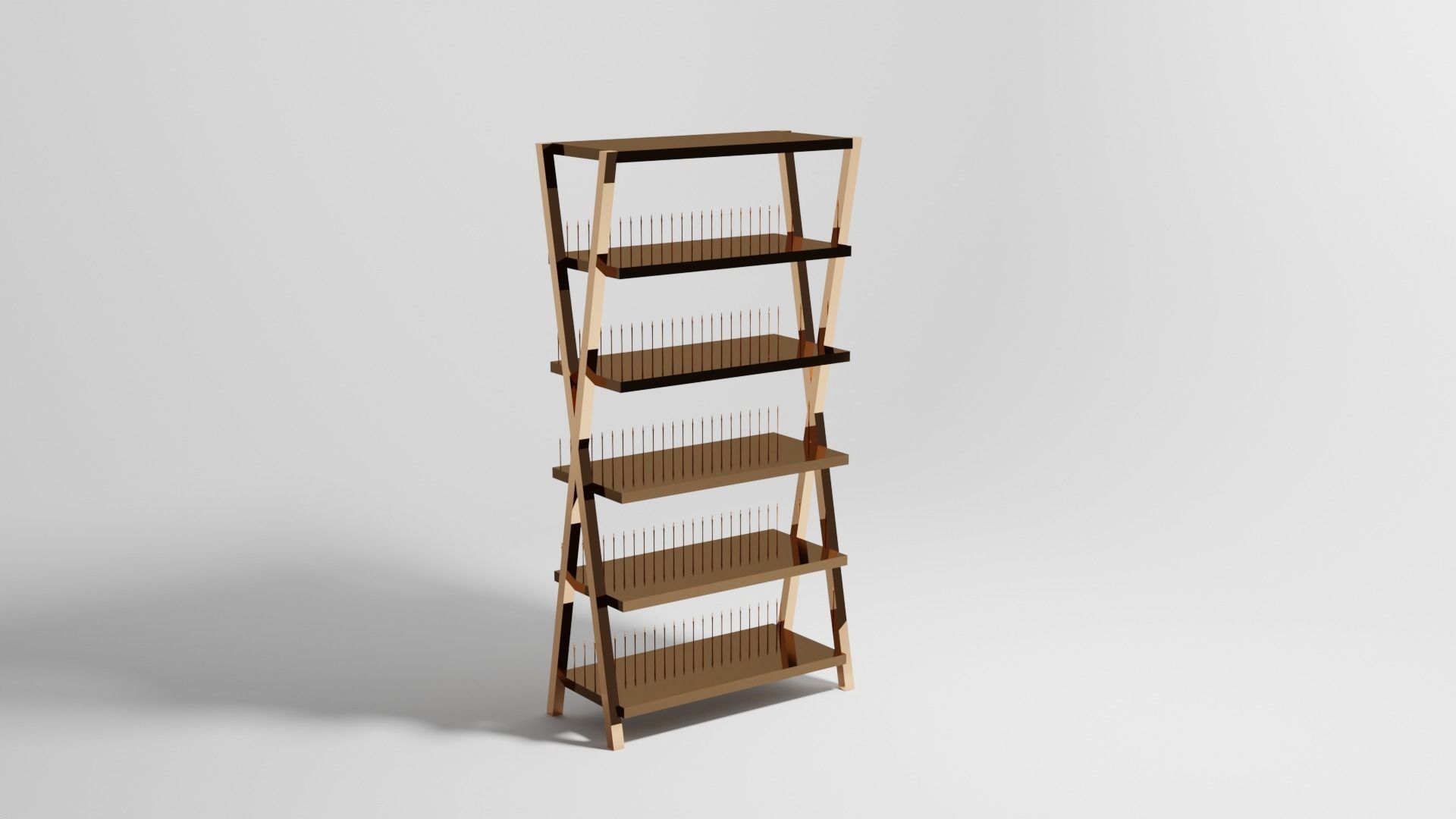 Bookshelf wooden bookcase with five shelves 3D model | CGTrader