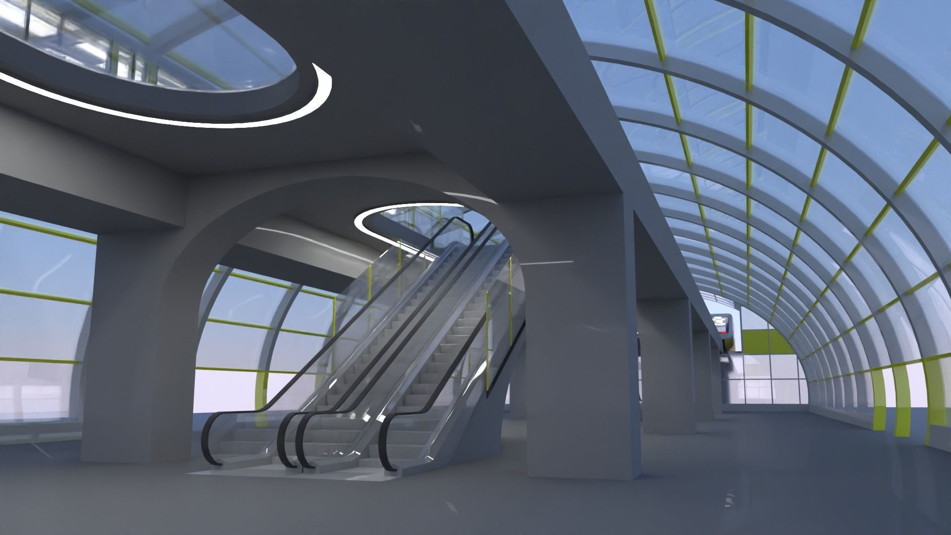 Monorail station with trains 3D model | CGTrader
