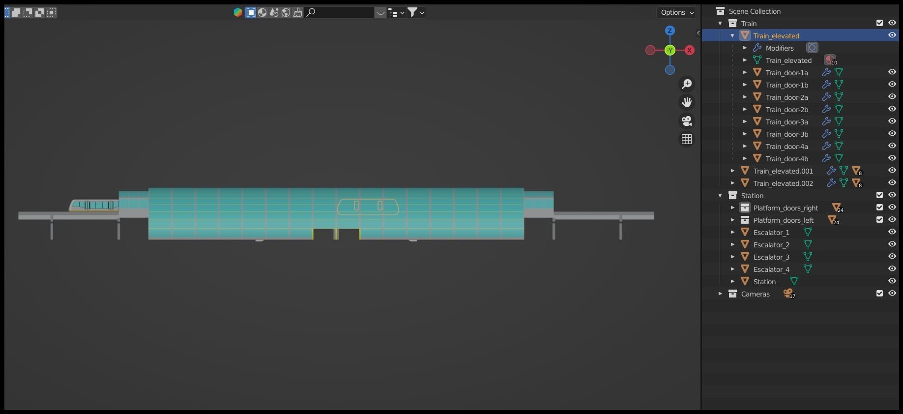 Monorail station with trains 3D model | CGTrader