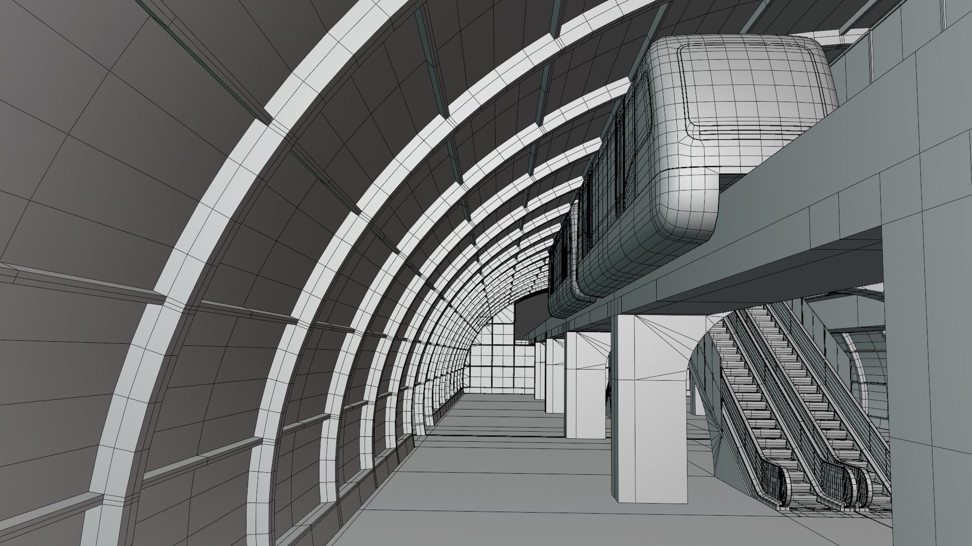 Monorail station with trains 3D model | CGTrader