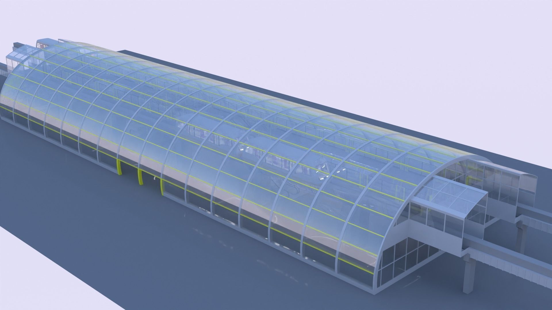 Monorail station with trains 3D model | CGTrader