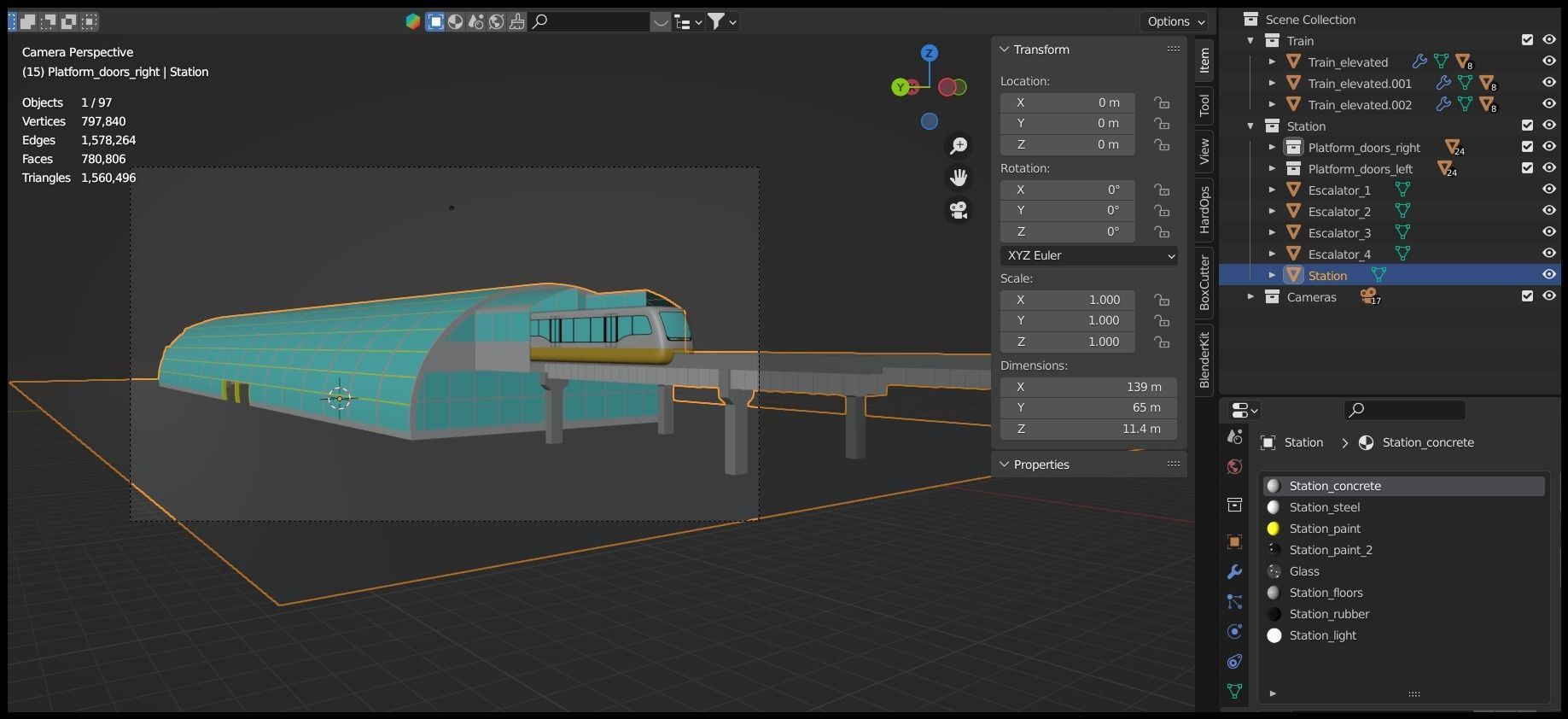 Monorail station with trains 3D model | CGTrader