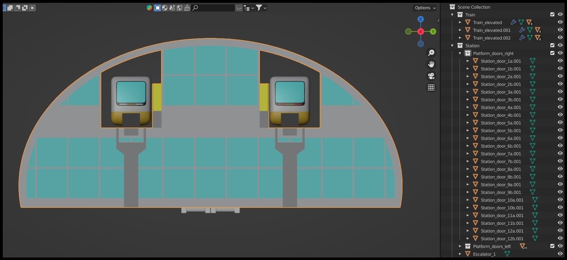 Monorail station with trains 3D model | CGTrader