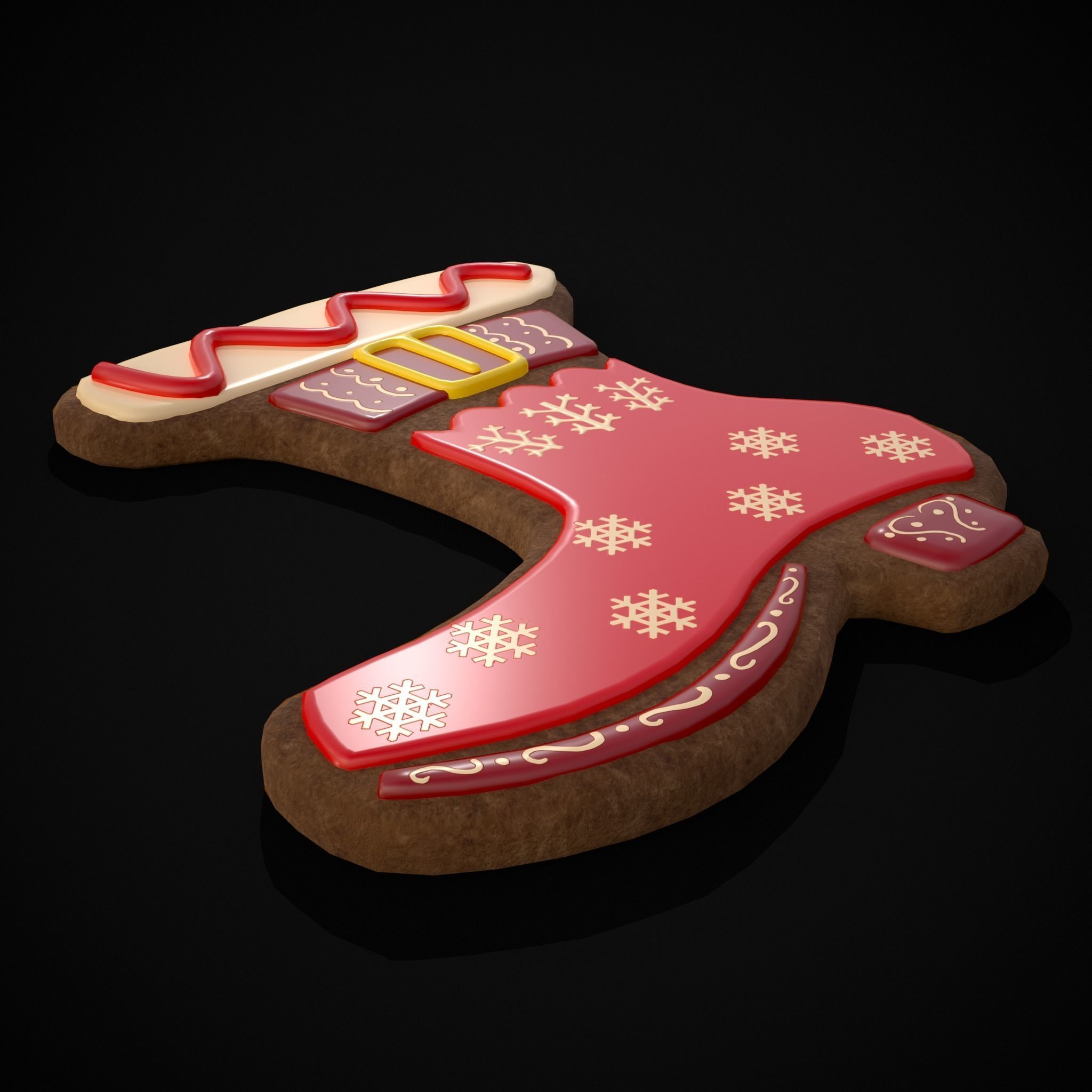 3D model Red White Decorated Gingerbread Boot VR / AR / low-poly | CGTrader