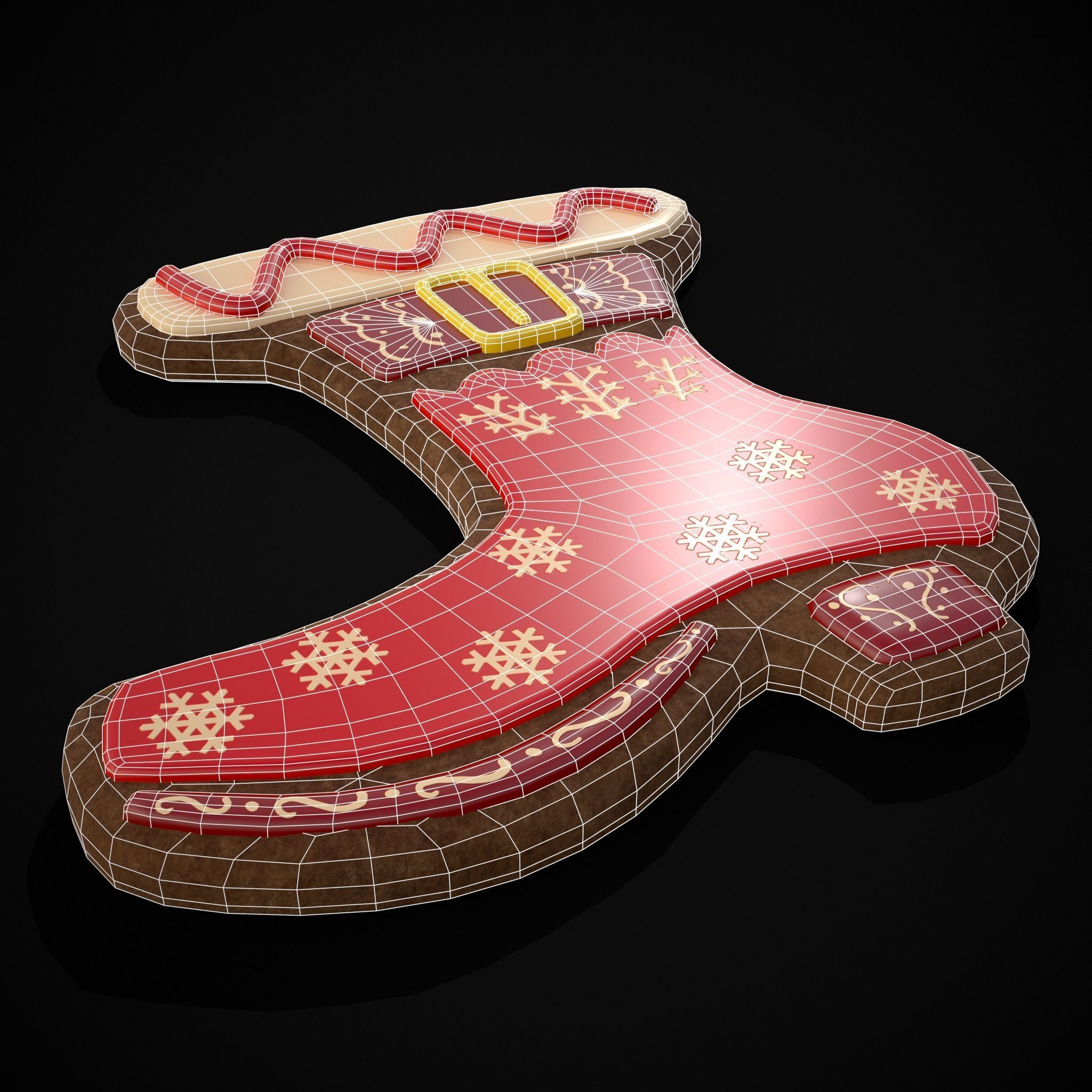 3D model Red White Decorated Gingerbread Boot VR / AR / low-poly | CGTrader