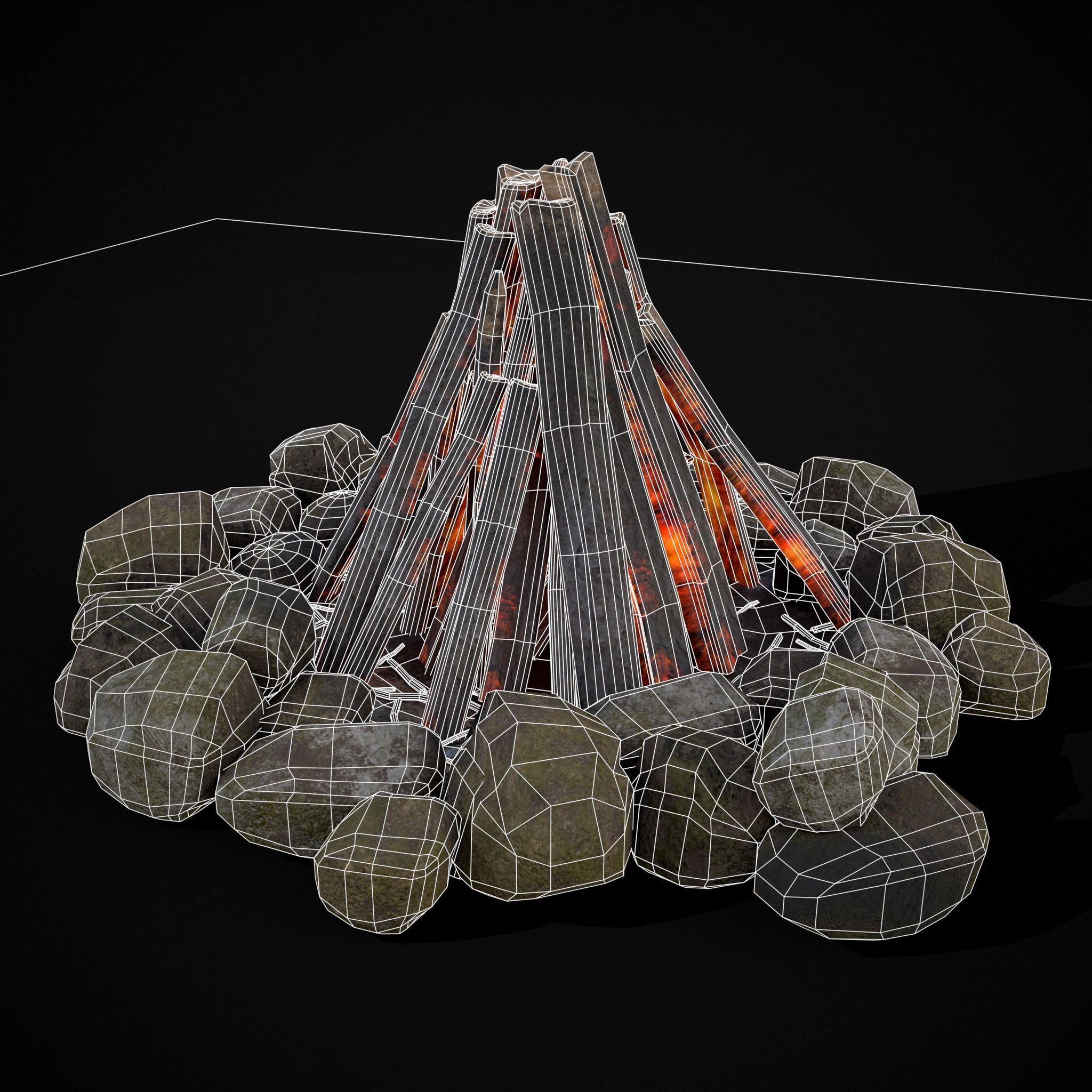 3D model Small Round Camp Fire VR / AR / low-poly | CGTrader