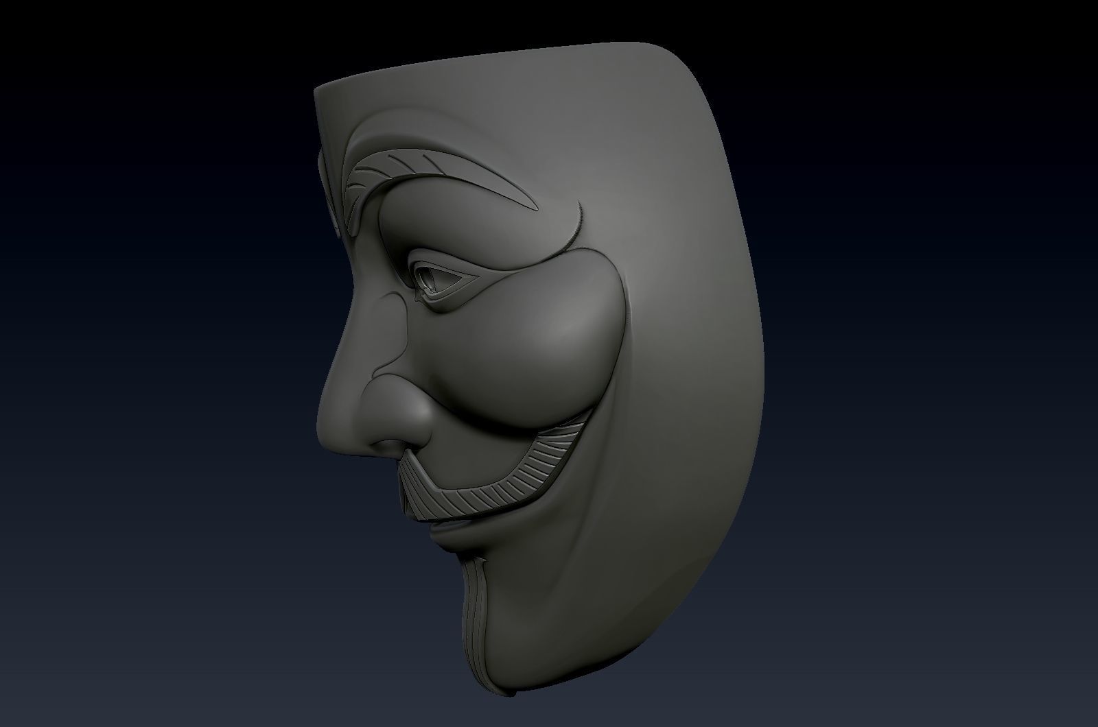 V for vendetta mask zbrush high model 3D model | CGTrader
