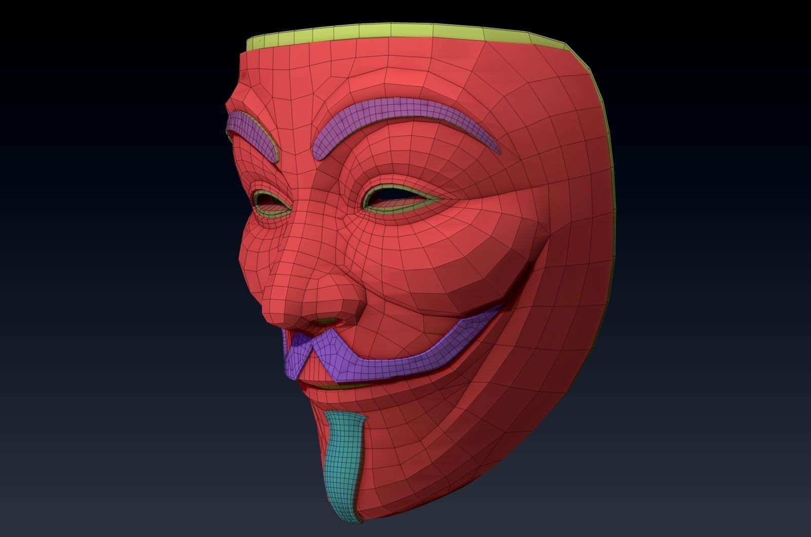 V for vendetta mask zbrush high model 3D model | CGTrader