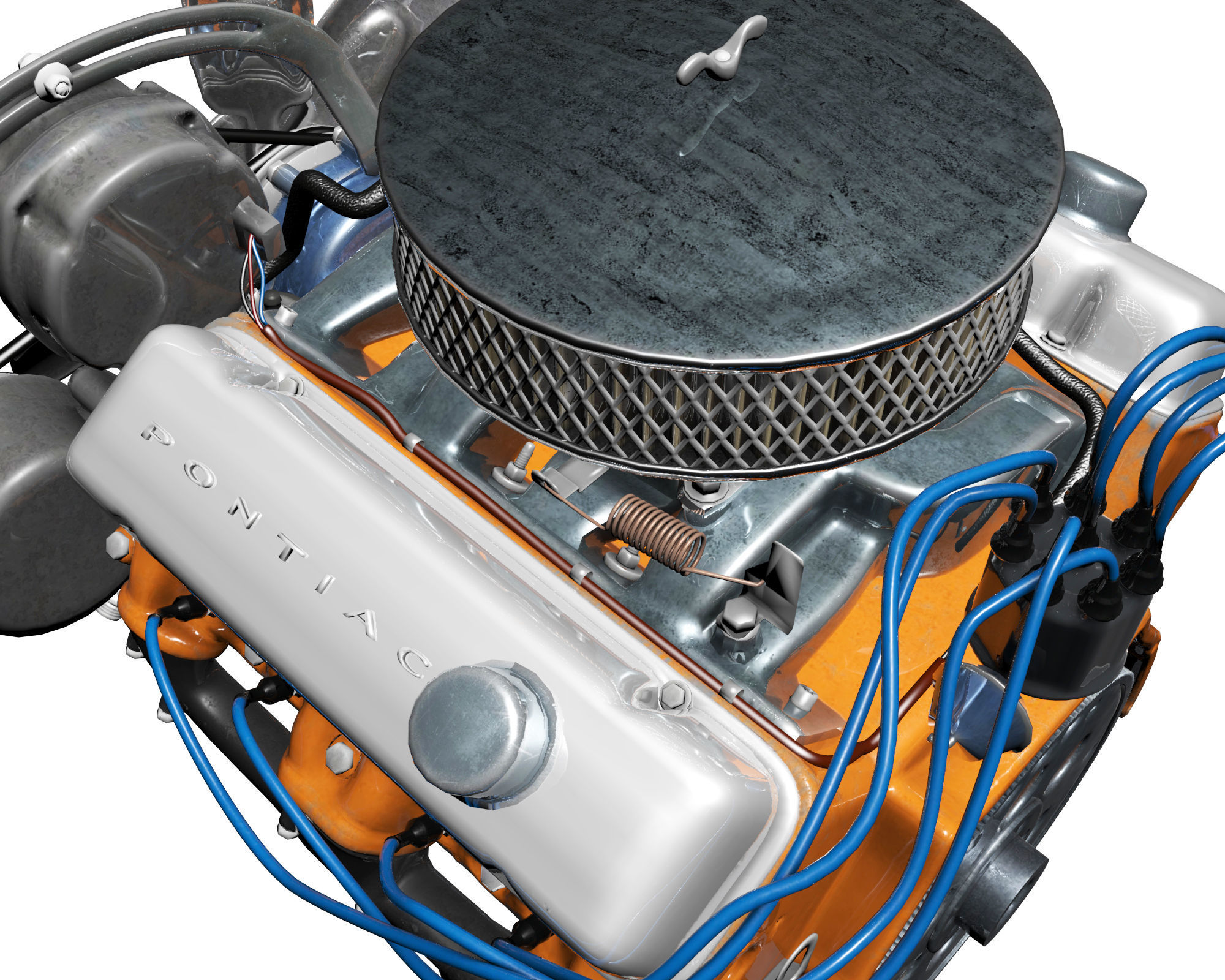 Pontiac V8 Engine Animated Model Midpoly 3D model animated | CGTrader