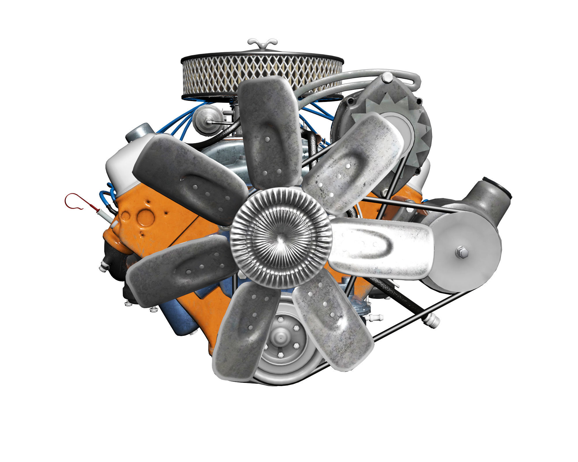 Pontiac V8 Engine Animated Model Midpoly 3D model animated | CGTrader