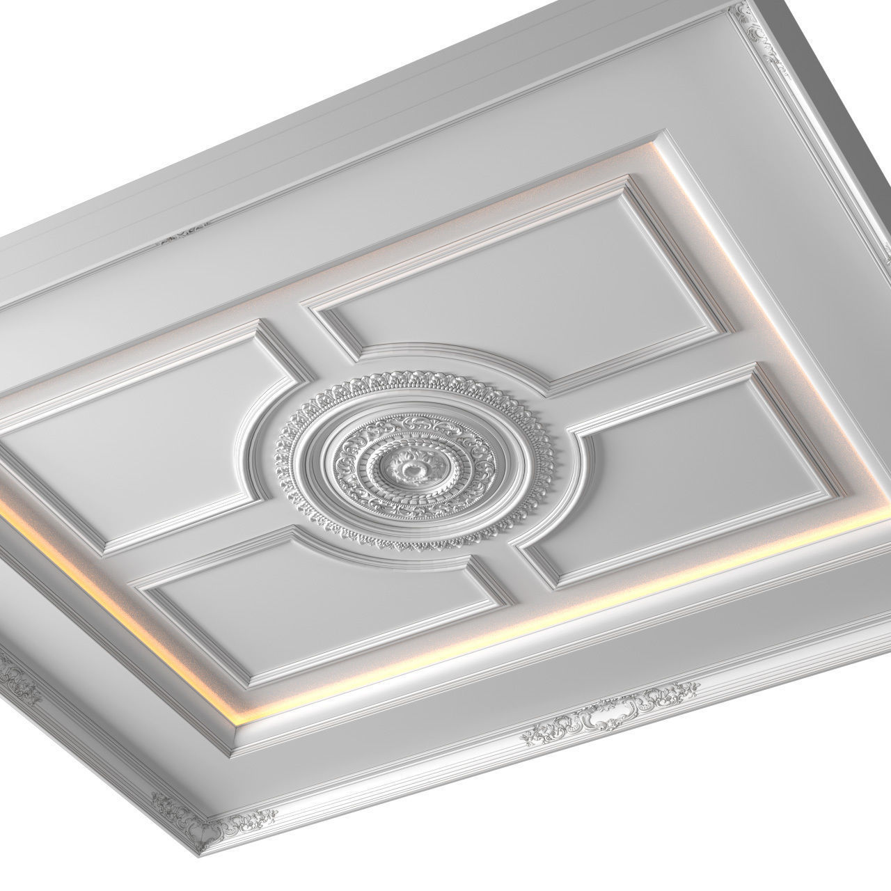 Ceiling classic coffered illuminated Modern Art Deco style 3D model ...