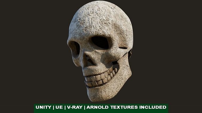 3D model Old Crack Skull With PBR Unity UE V-ray Textures Included VR ...